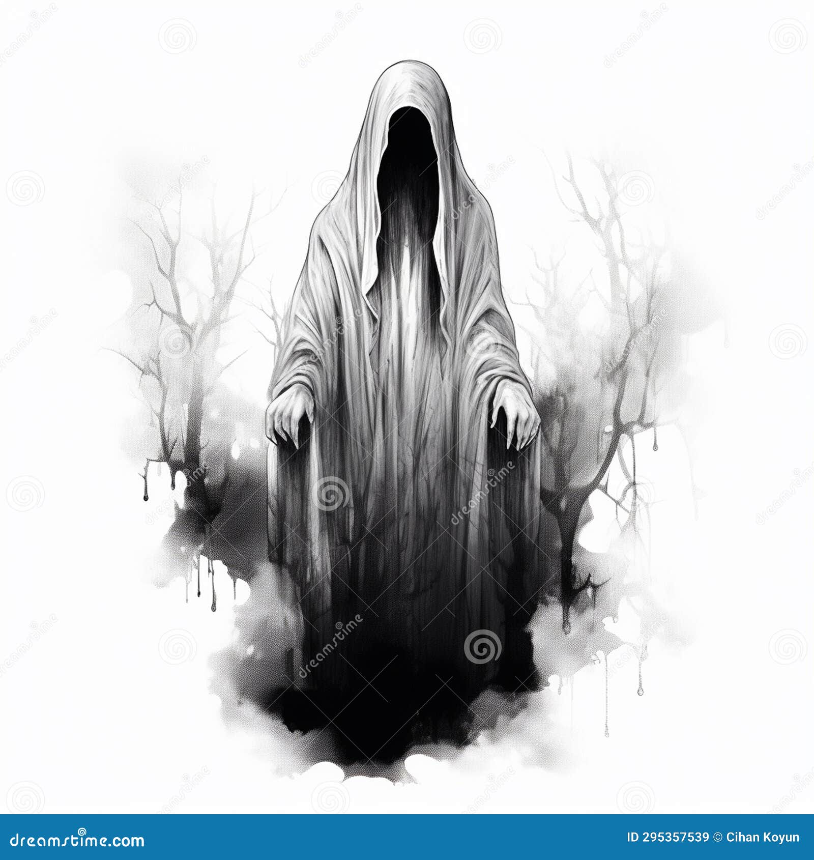 Horror Ghost Spine-Chilling Entity Stock Illustration - Illustration of ...