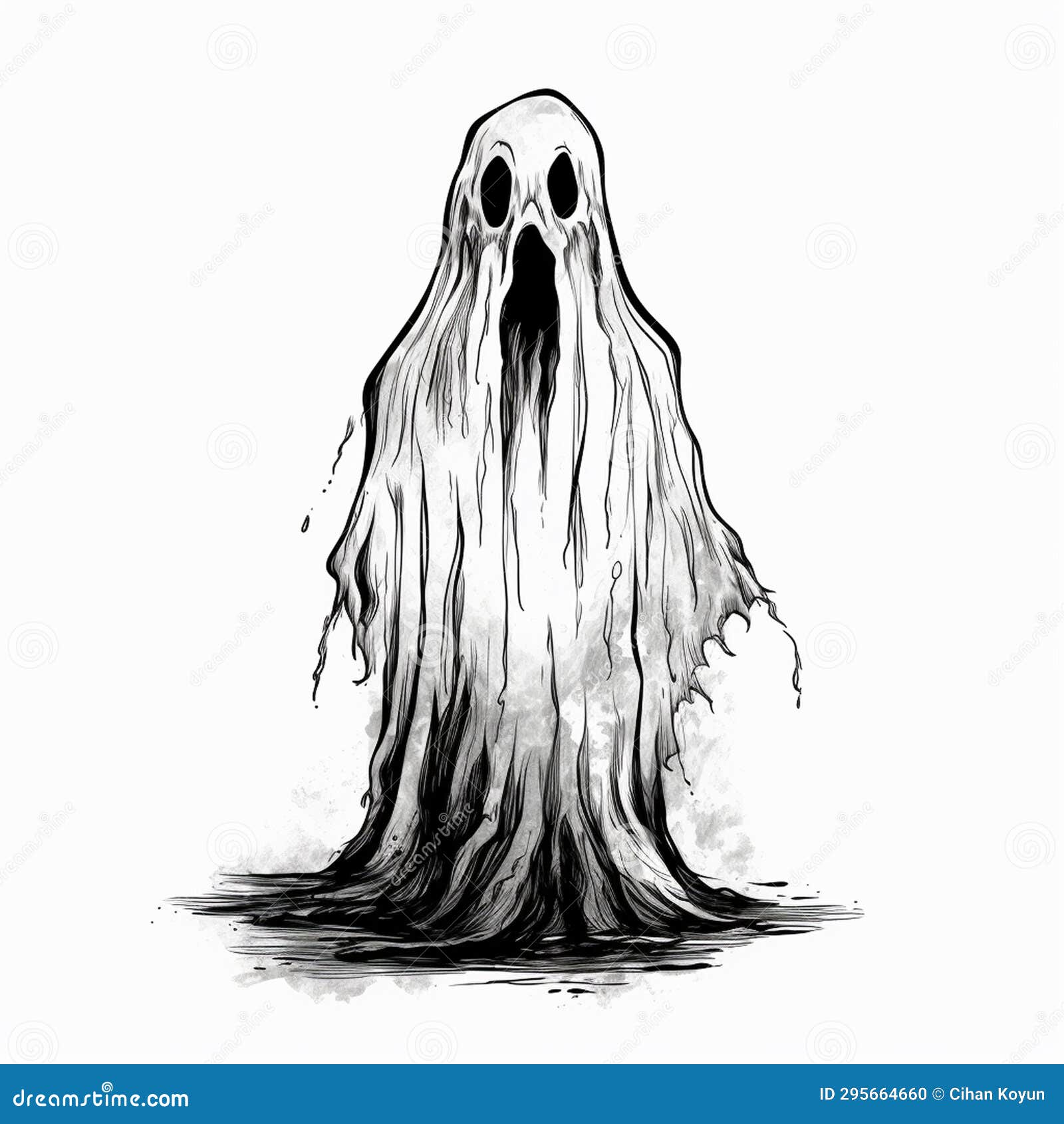 Horror Ghost Terrifying Ethereal Figure Stock Illustration ...