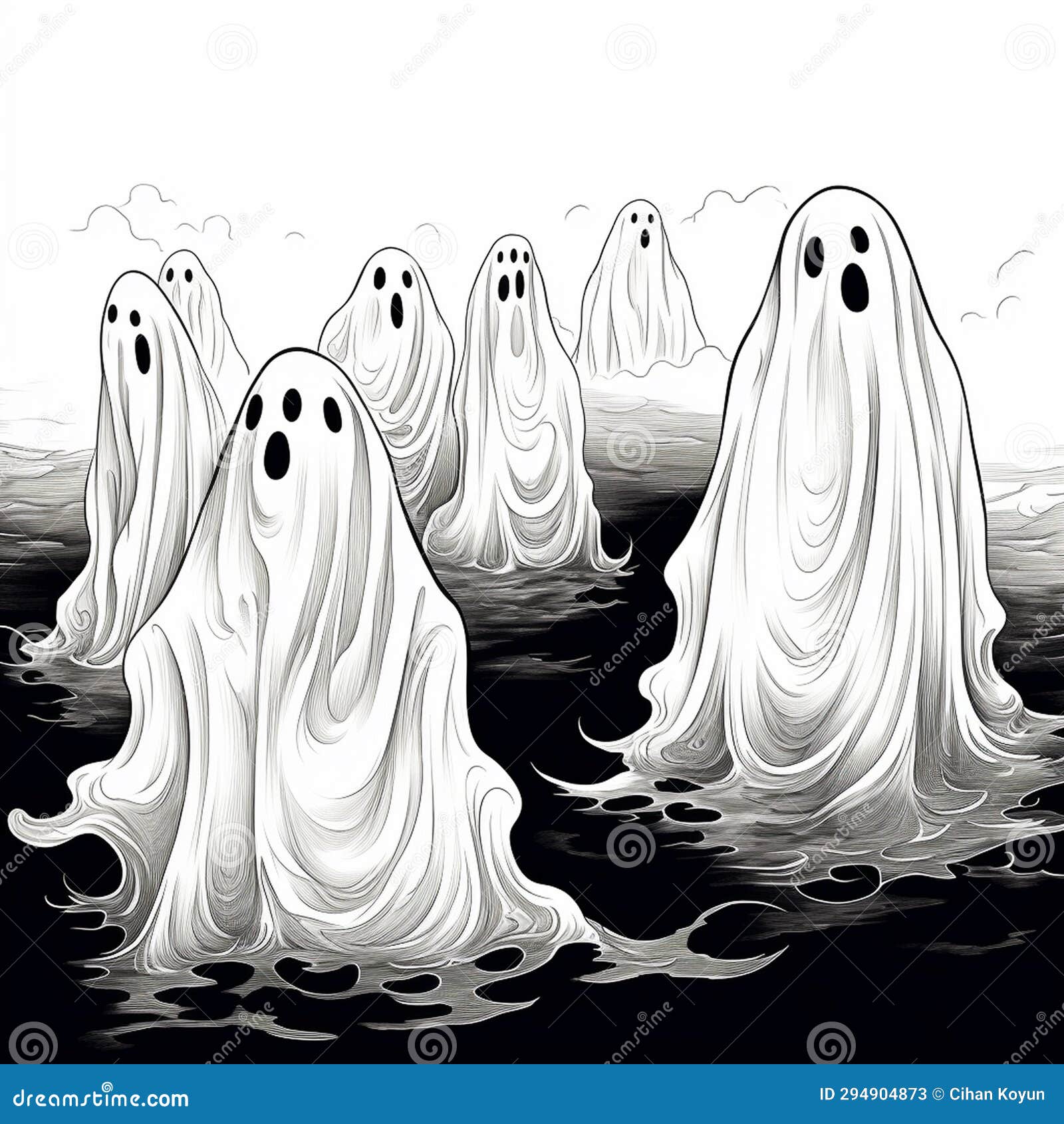 Horror Ghost Terrifying Presence Stock Illustration - Illustration of ...