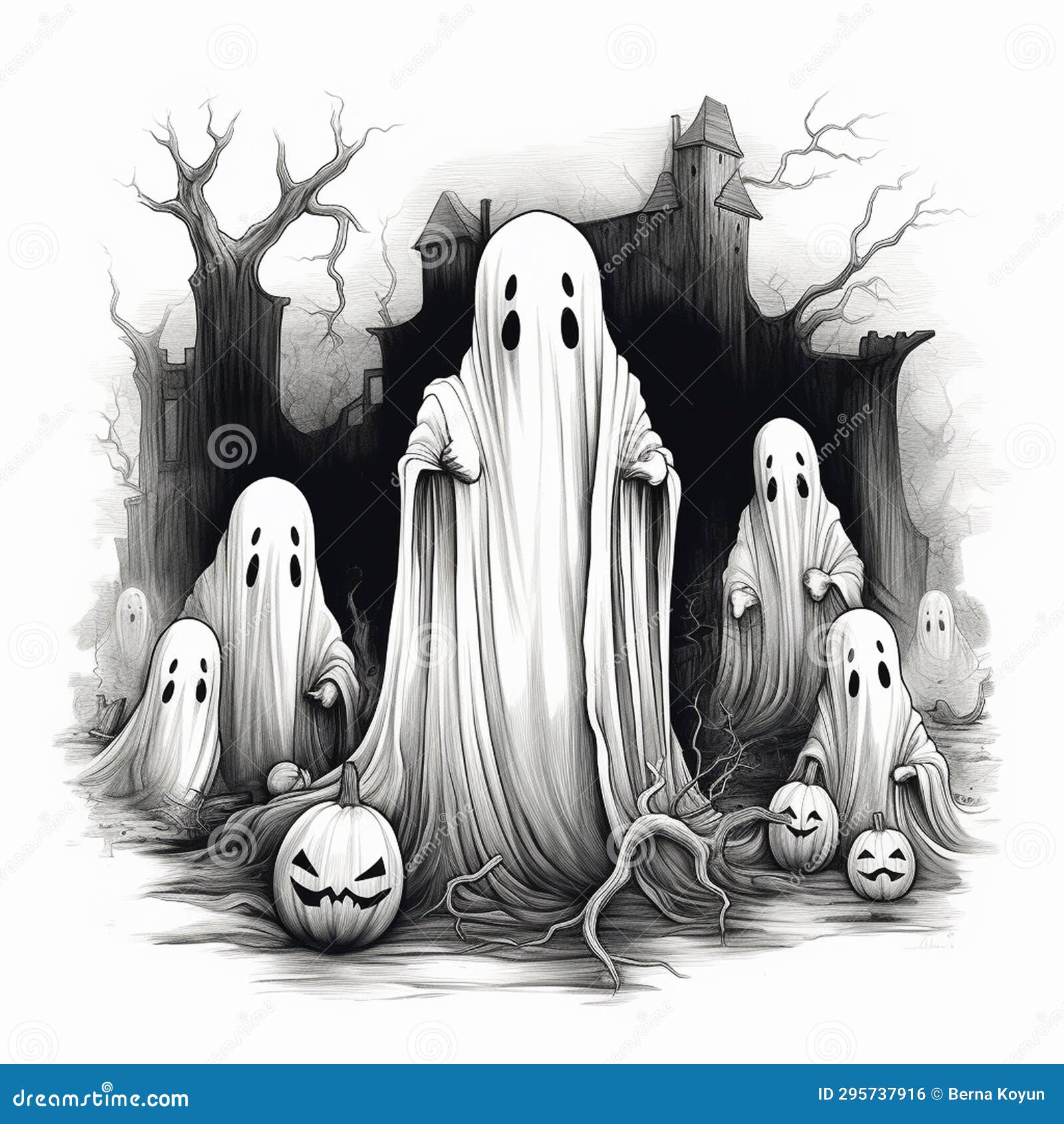 Horror Ghosts Chilling Ethereal Entities Stock Illustration ...