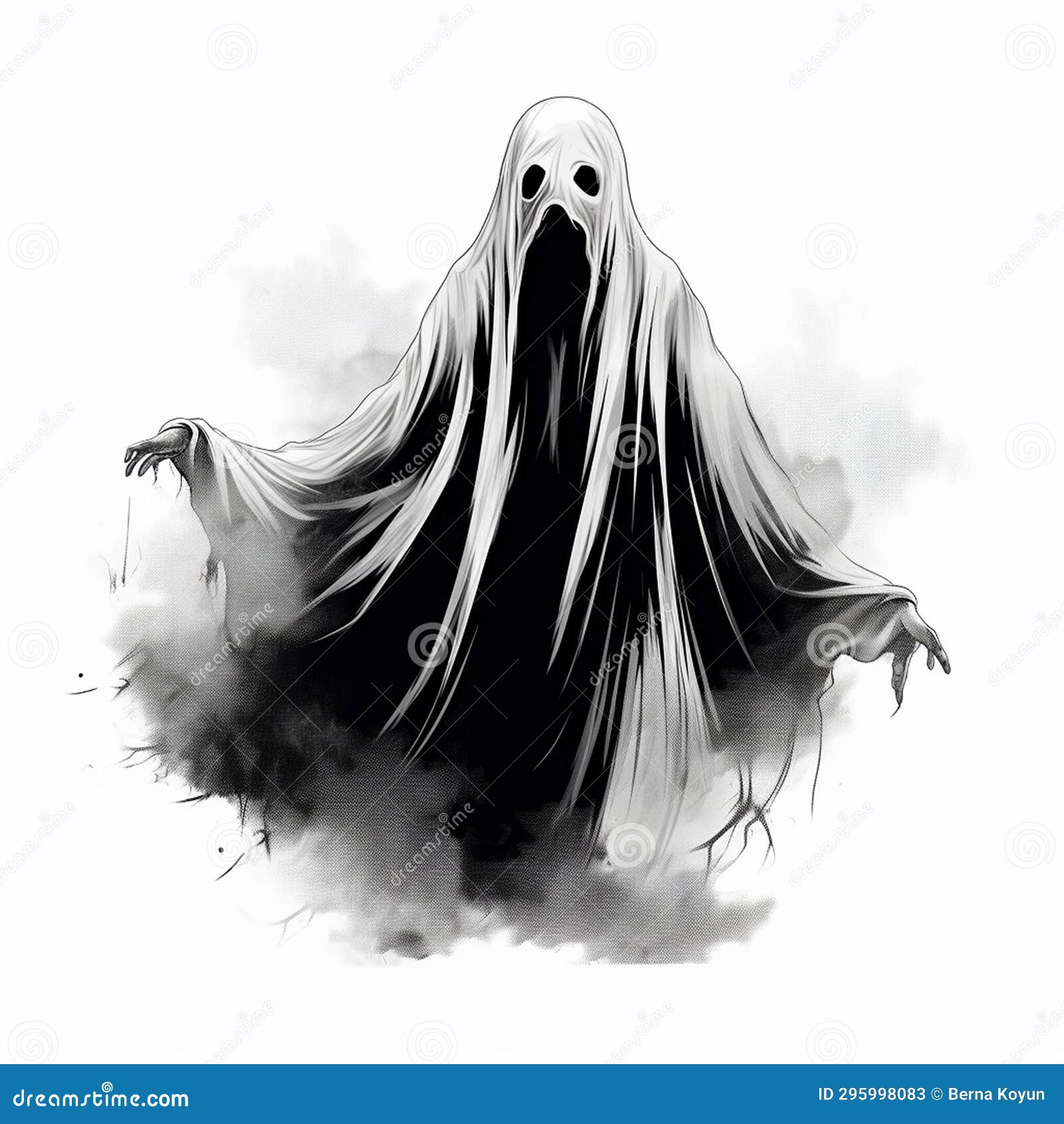 Horror Ghosts in Flat Style Creepy Minimalism Stock Illustration ...