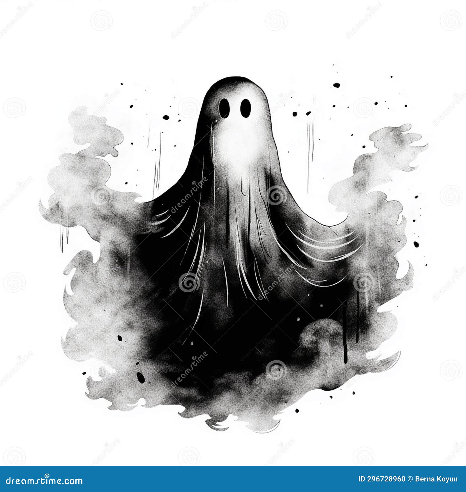 Horror Ghosts in Flat Style Creepy Minimalism Stock Illustration ...