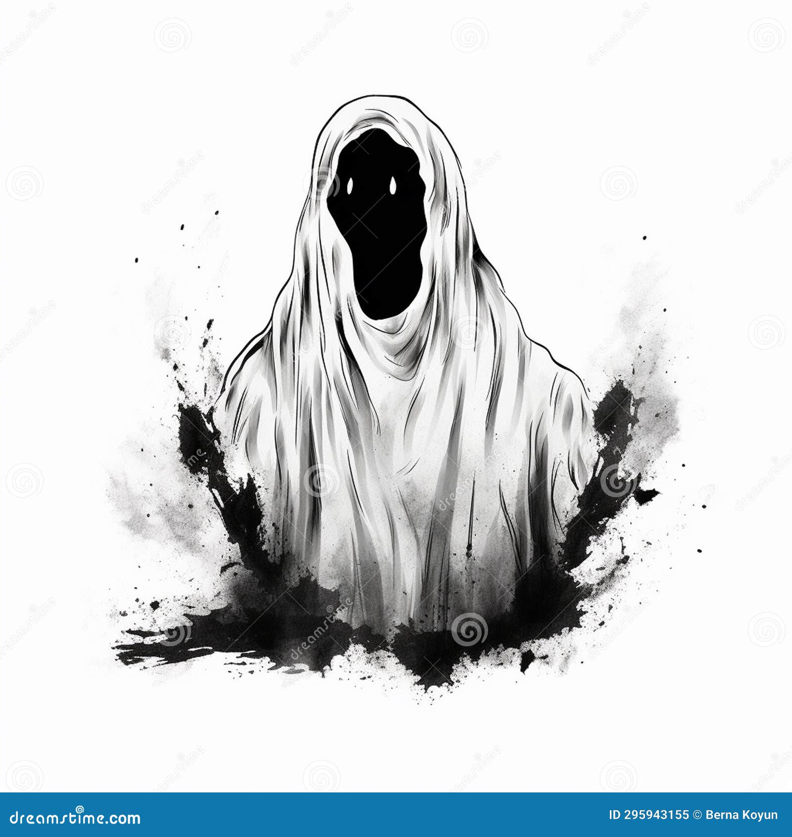 Horror Ghosts in Flat Style Creepy Modernism Stock Illustration ...