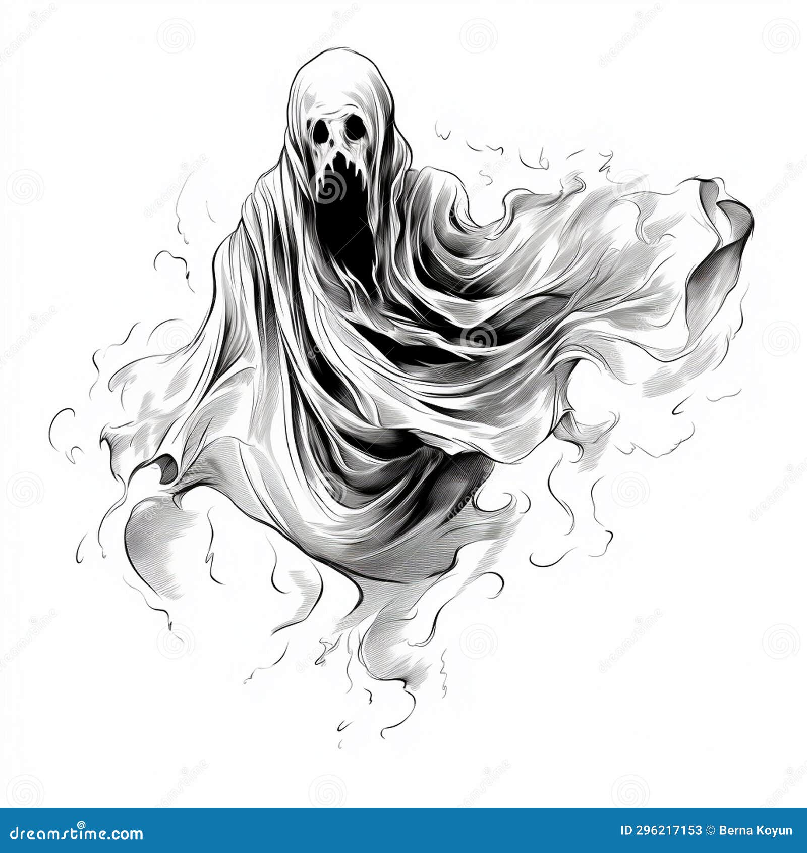 Horror Ghosts in Flat Style Creepy Modernism Stock Illustration ...