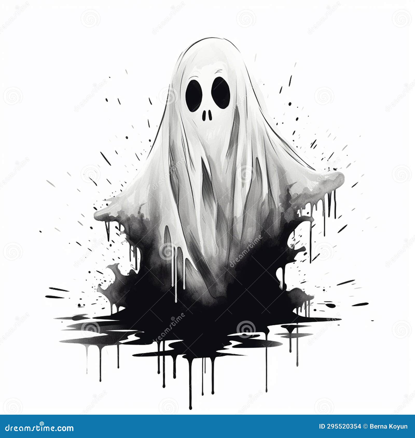 Horror Ghosts in Flat Style Hauntingly Modern Stock Illustration ...