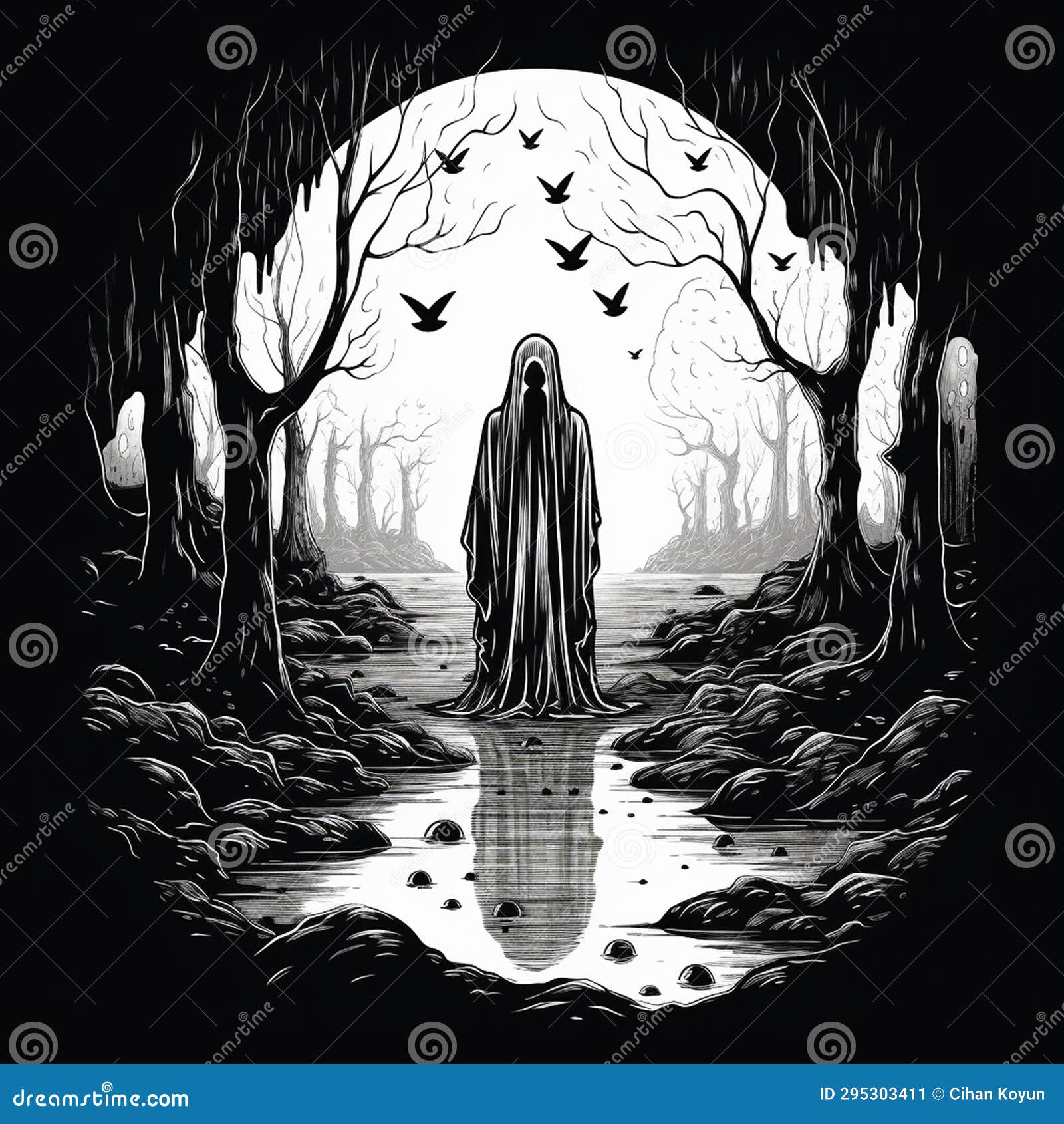 Horror Ghosts Terrifying Spectral Forms Stock Illustration ...