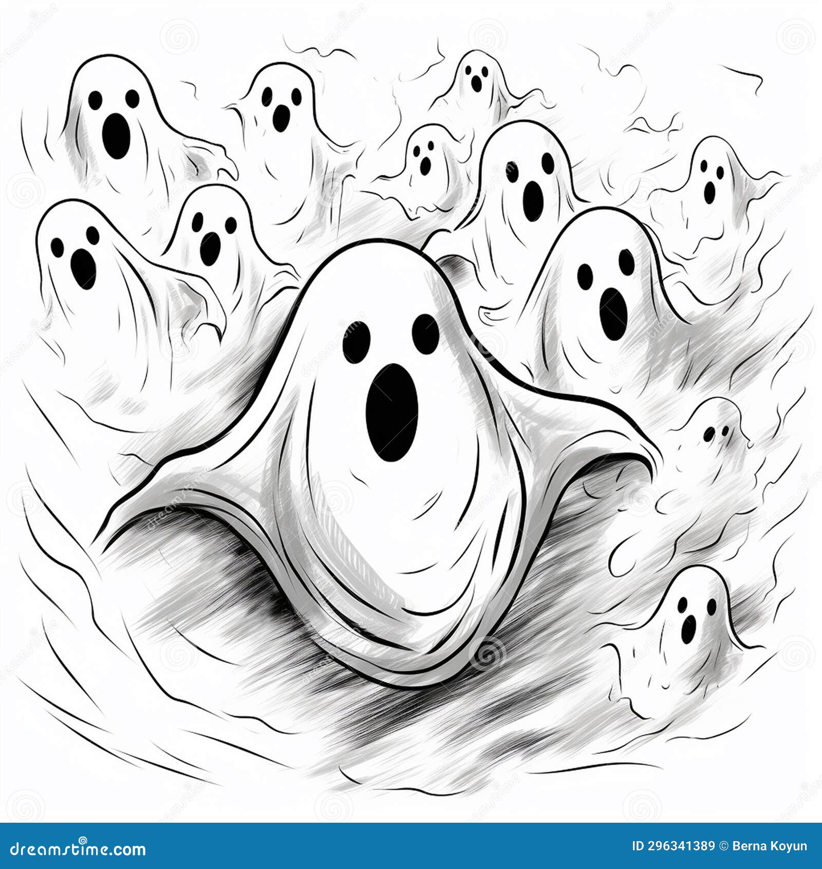 Horror Ghosts Terrifying Spectral Forms Stock Illustration ...