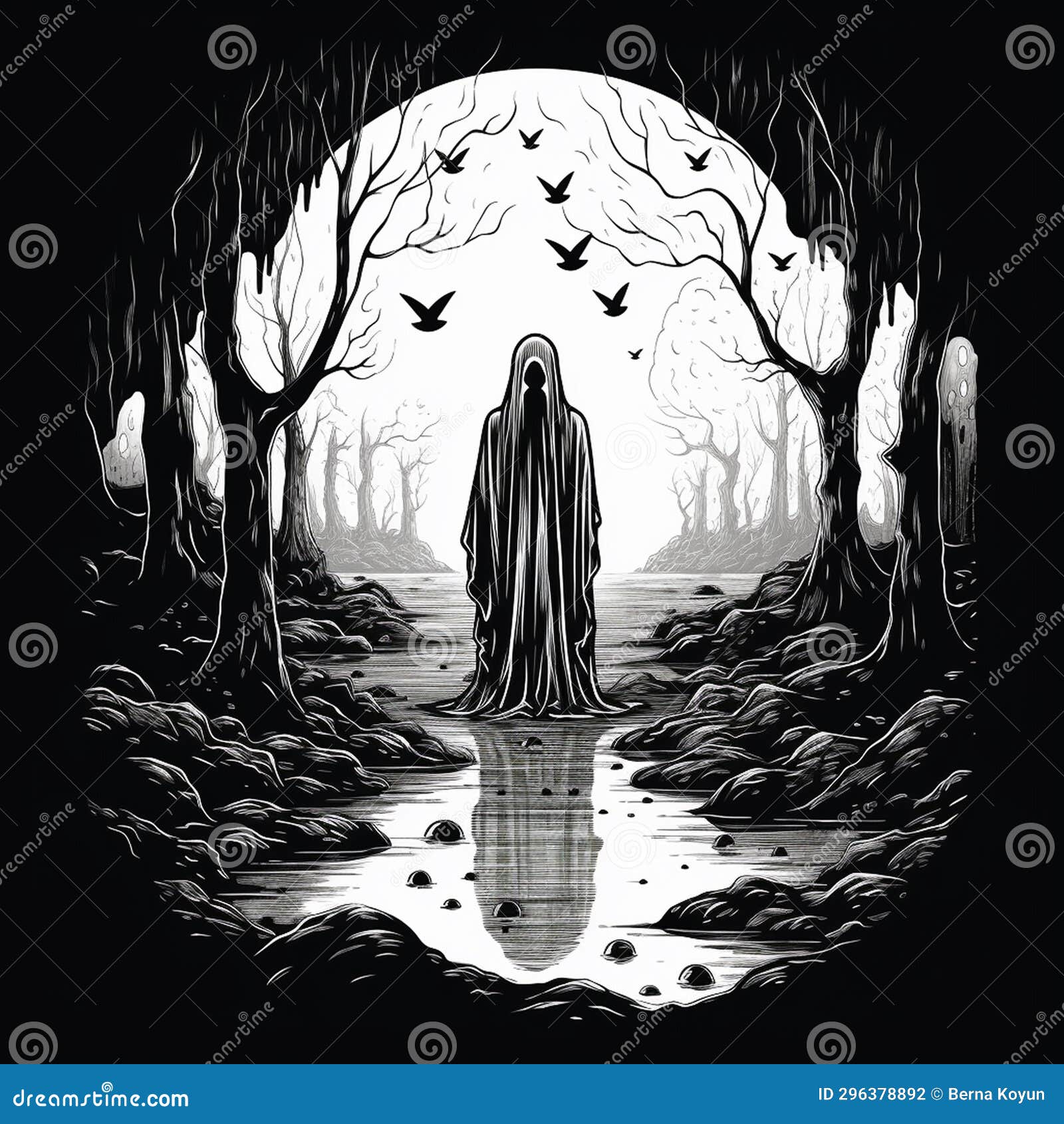 Horror Ghosts Terrifying Spectral Forms Stock Illustration ...