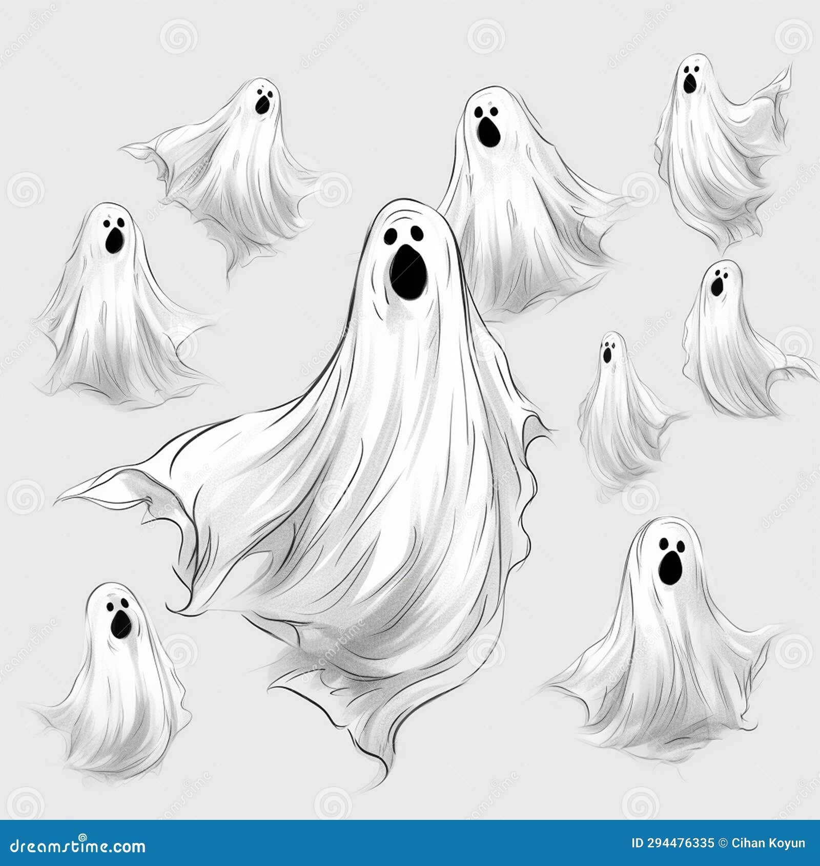 Horror Halloween Ghost Drawing with a Realistic Style Stock ...