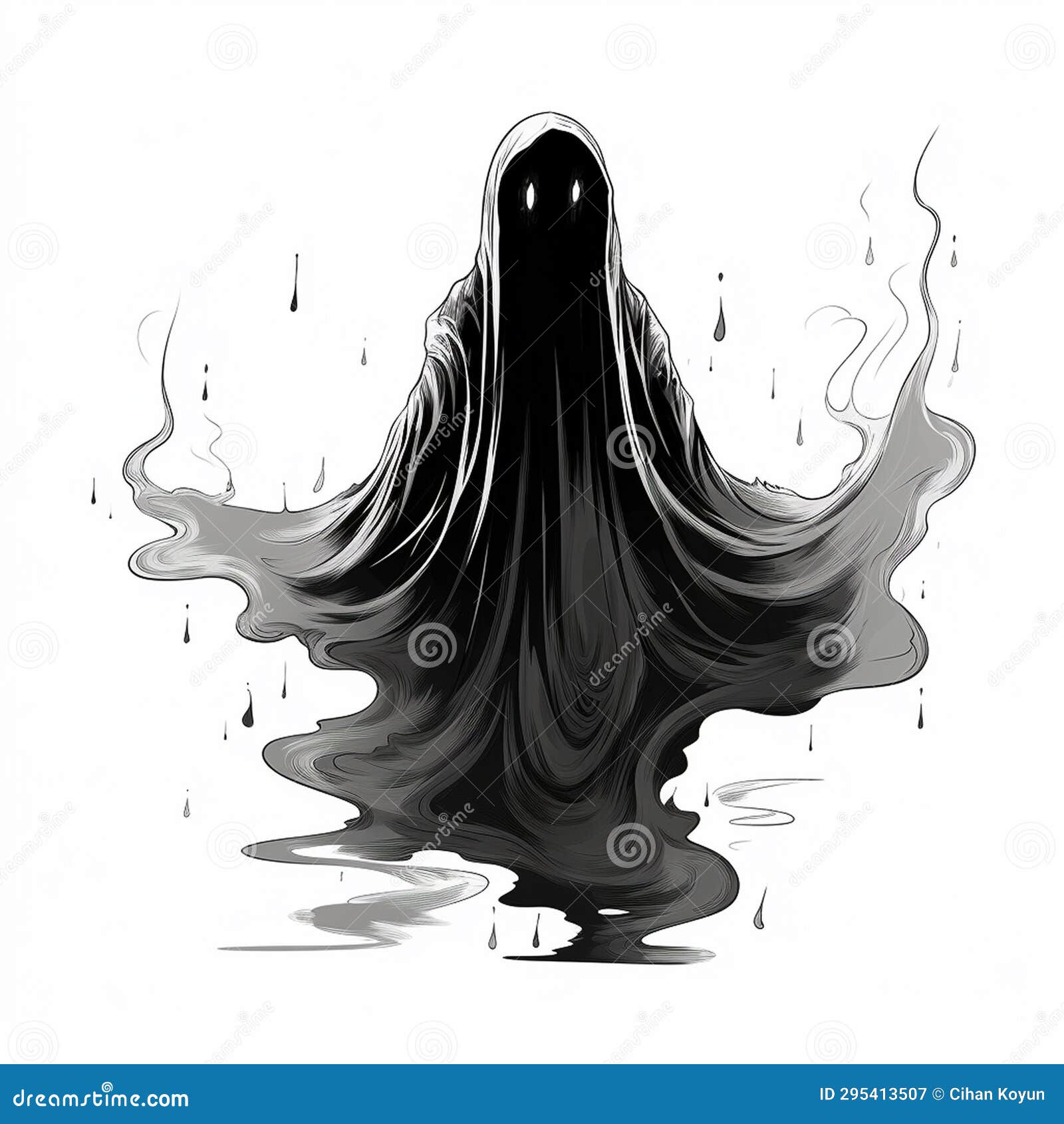 Horror Halloween Ghost Drawing with a Realistic Style Stock ...