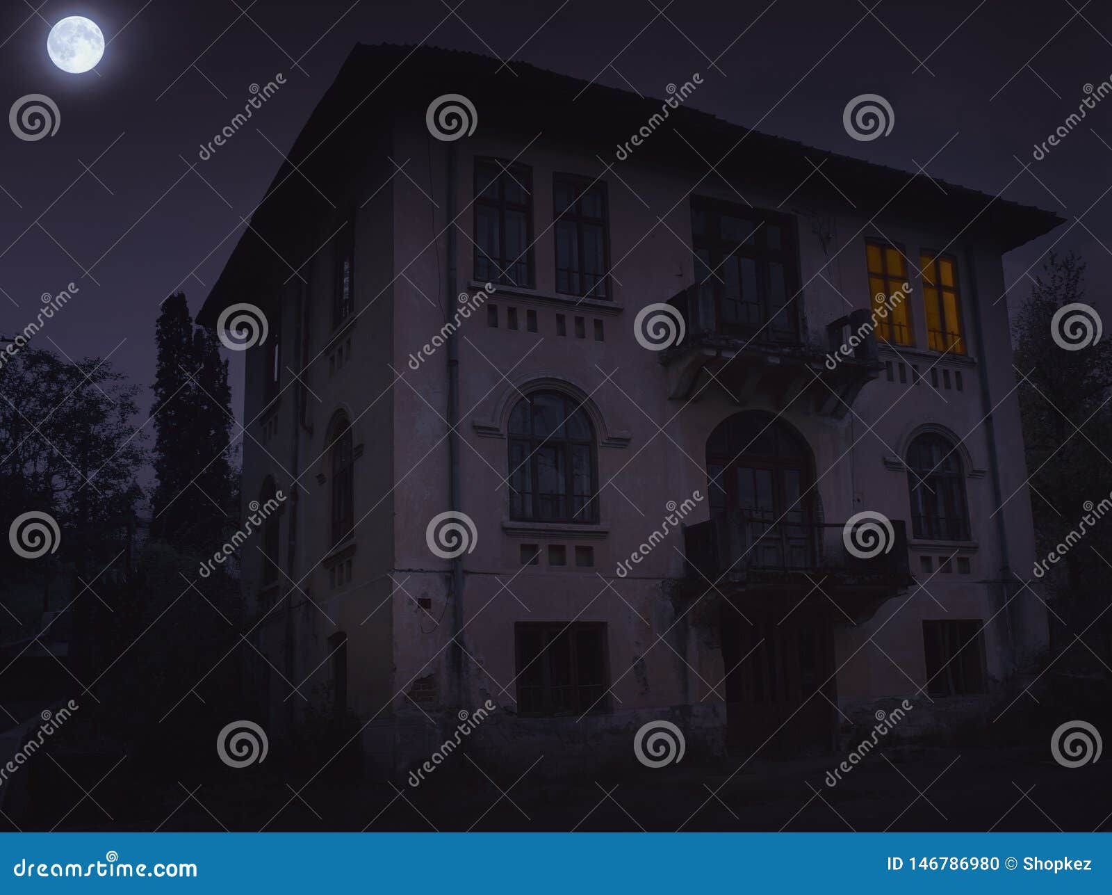 Horror House in Dark Dramatic Atmosphere Stock Photo - Image of ...
