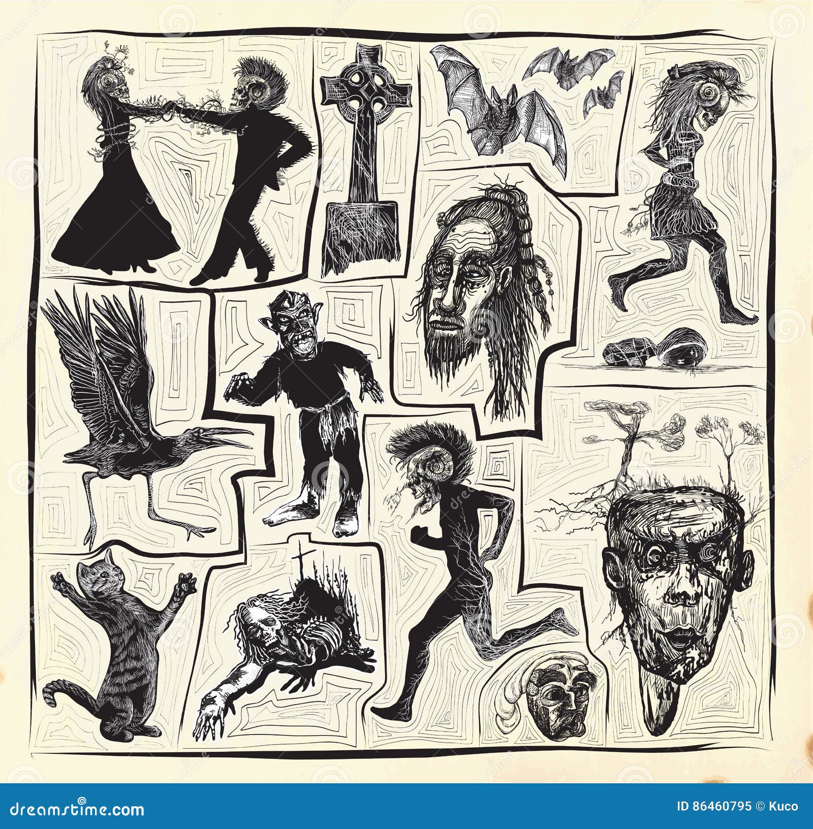 Horror Kit - Hand Drawn Vector Pack Stock Vector - Illustration of ...