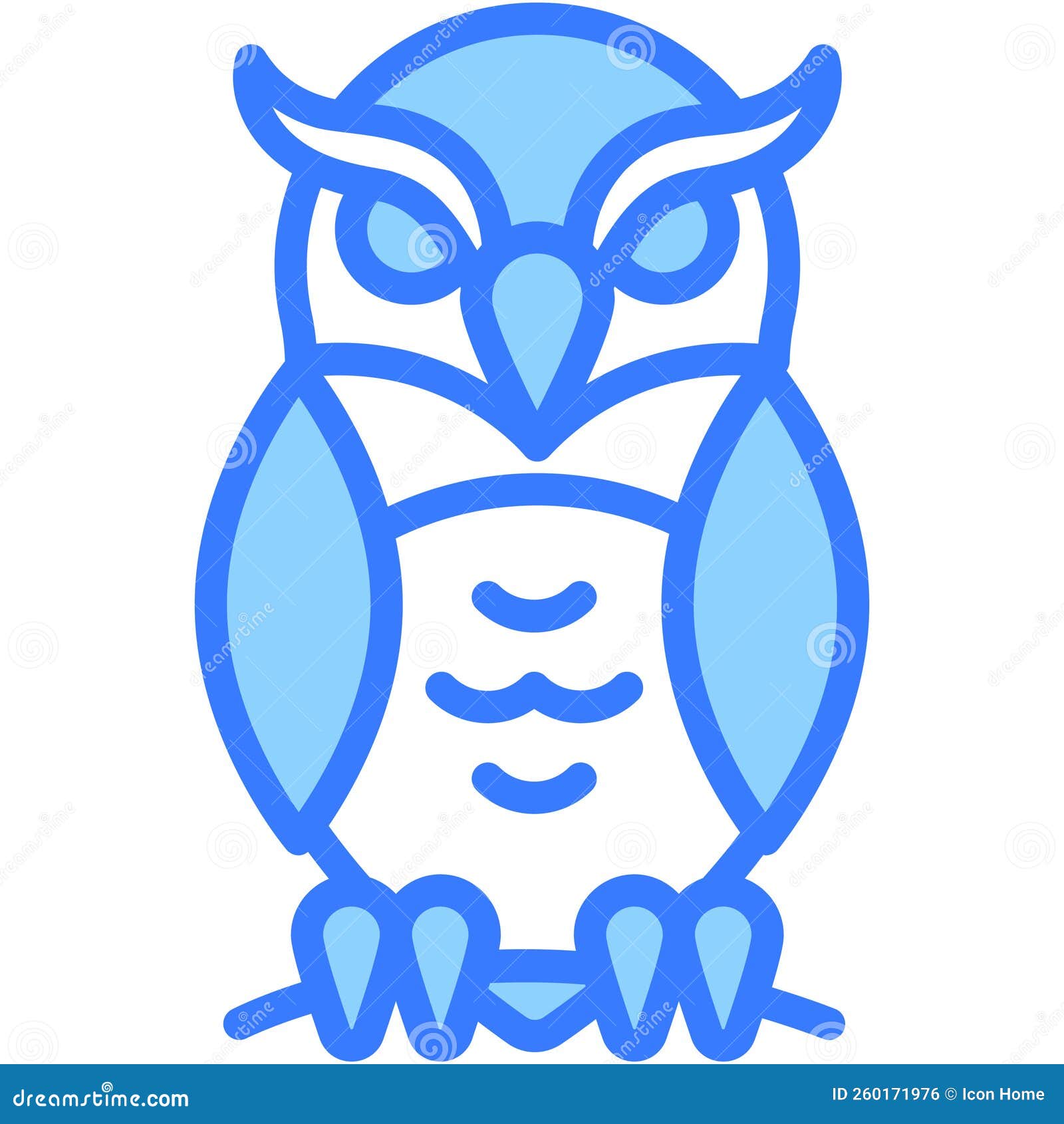 Horror Owl Vector Blue Outline Stock Vector - Illustration of design ...