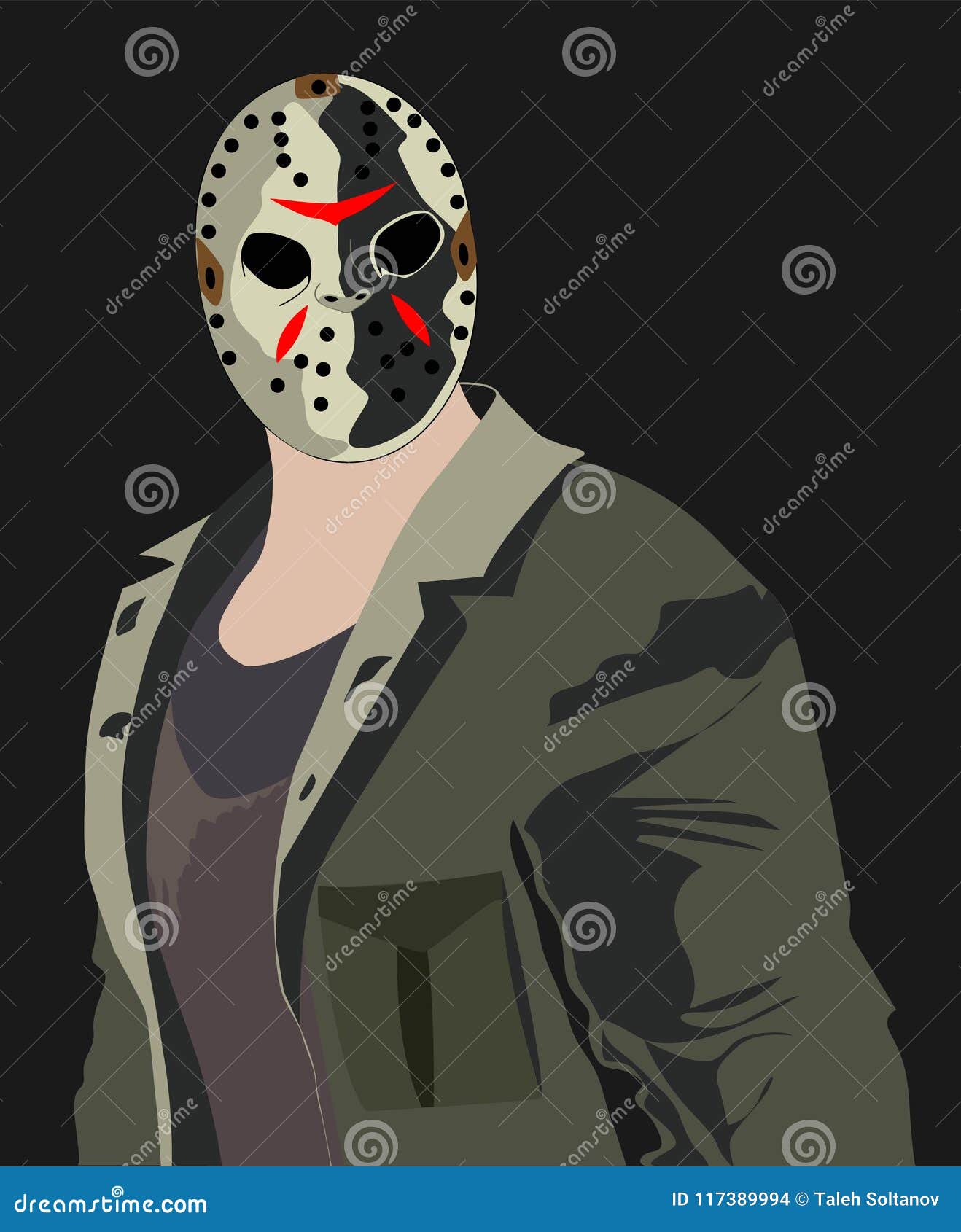 Horror Portret De Jason Voorhees Ilustración del Vector - Ilustración ...