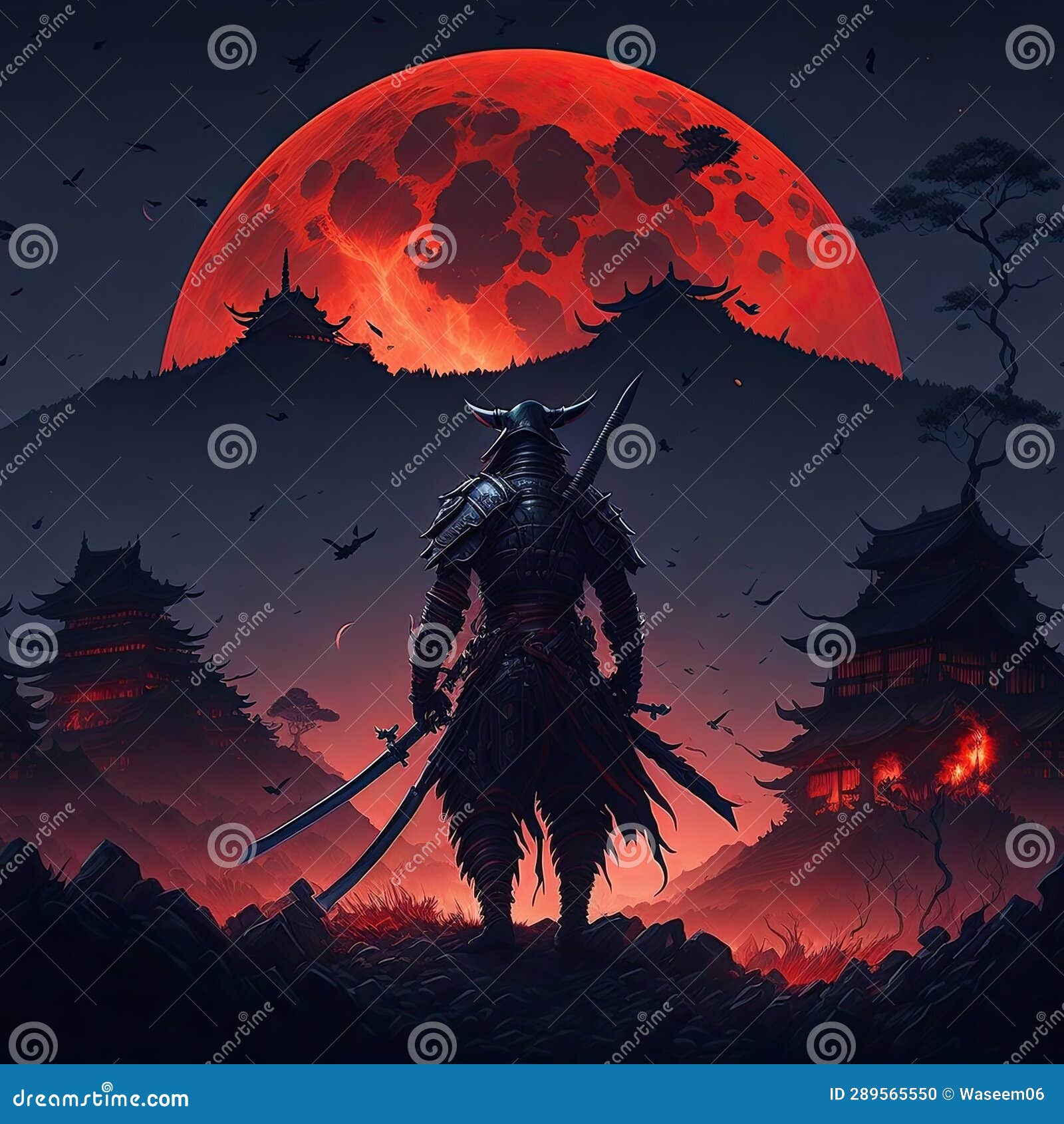 Ghost Samurai, Samurai Warrior Bound By A Ghostly Curse, Wearing Shabby Samurai Armor Royalty ...