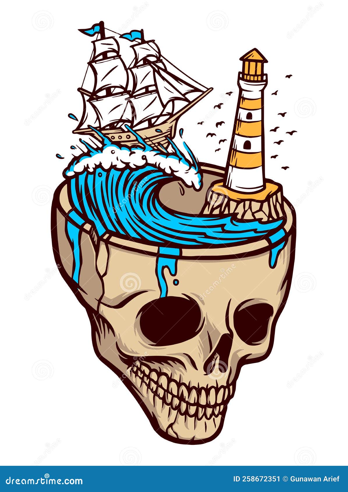Horror Sea Adventure Vector Illustration Stock Vector - Illustration of ...