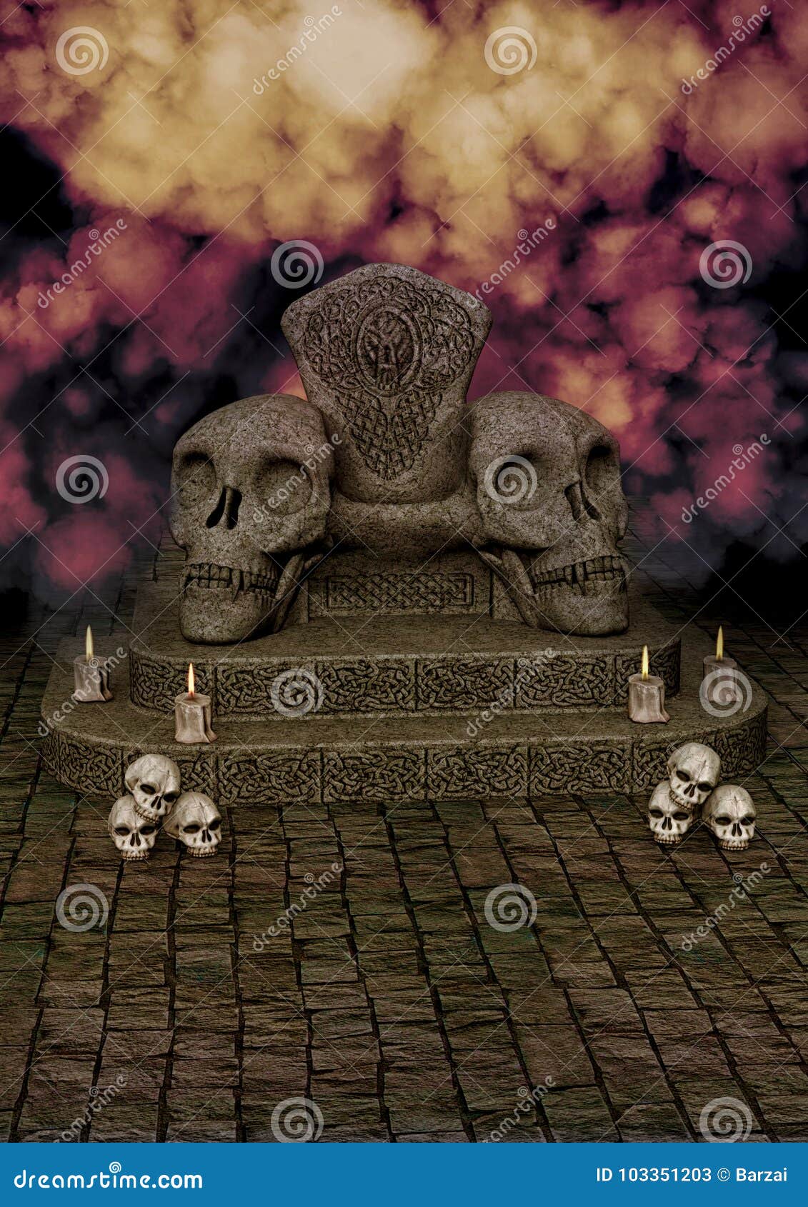 Skull Throne Surrounded By Burners Royalty-Free Stock Photography ...