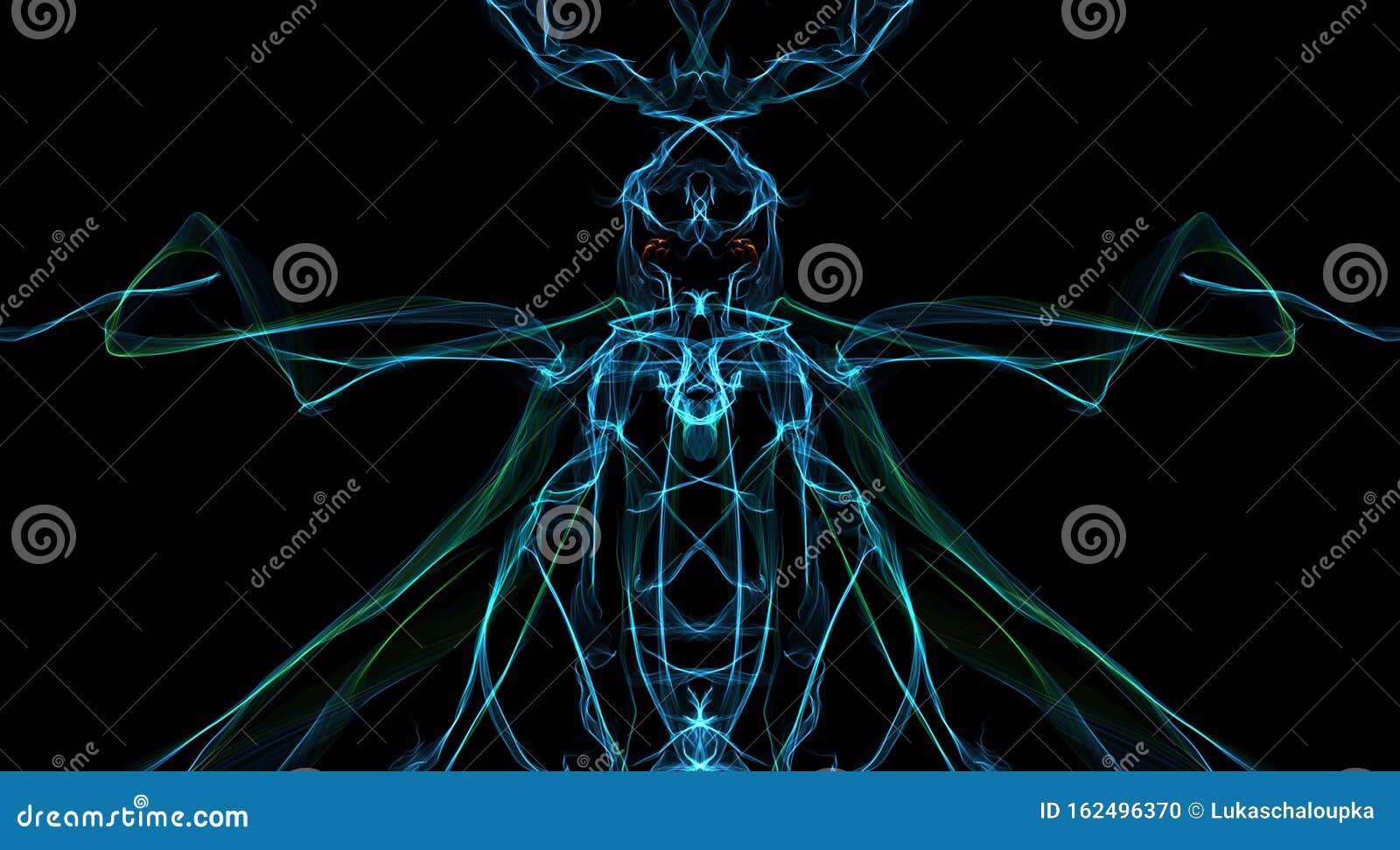 Horror Spooky Devil Creature on Black Background, Fractal Silk ...
