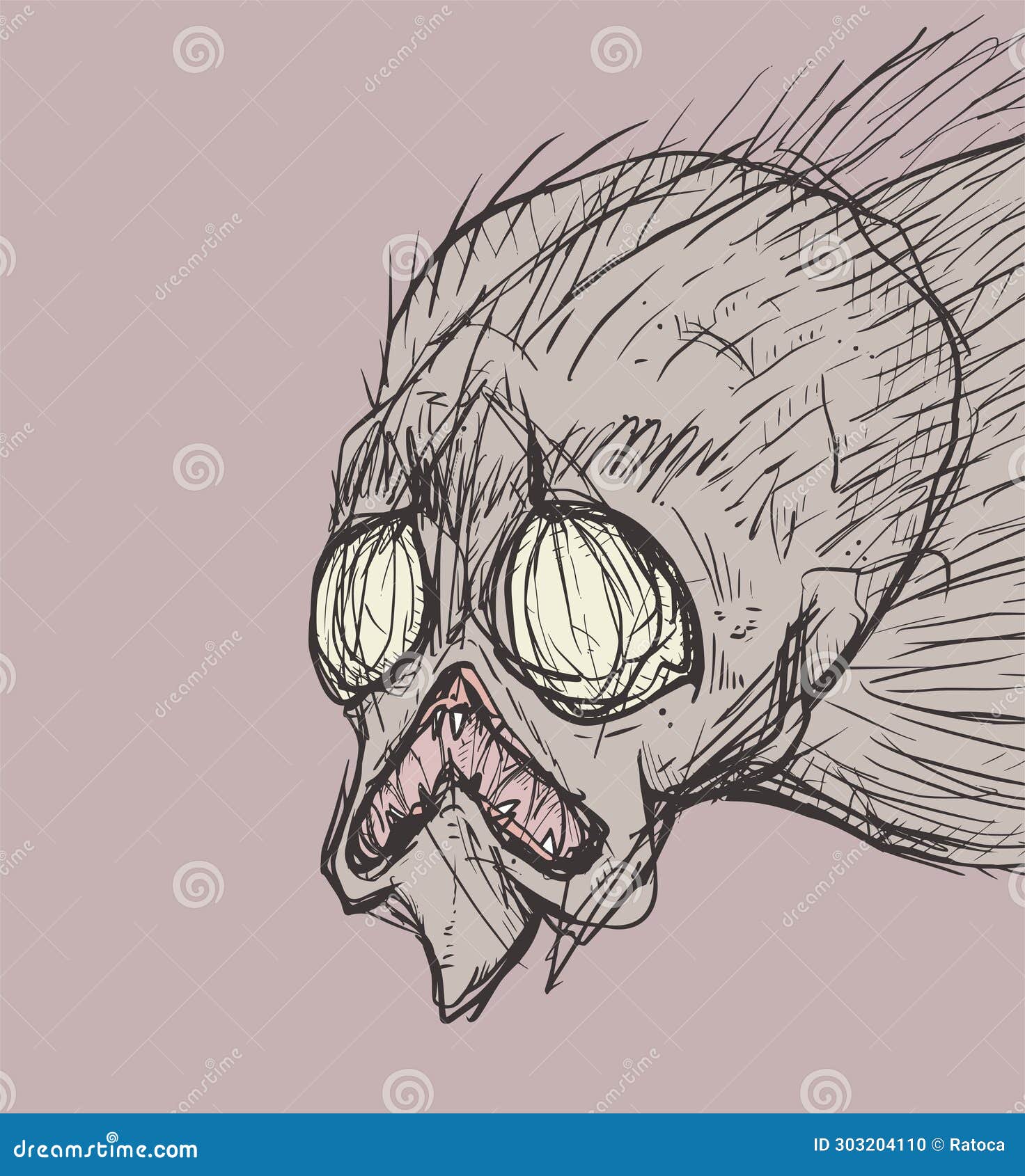 Horror Terror Face Nightmare Head Draw Stock Vector - Illustration of ...