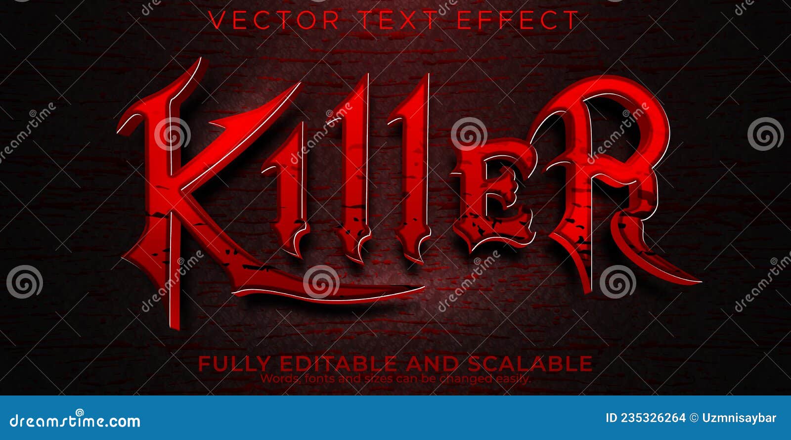 Horror Text Effect, Editable Night and Scary Text Style Stock ...