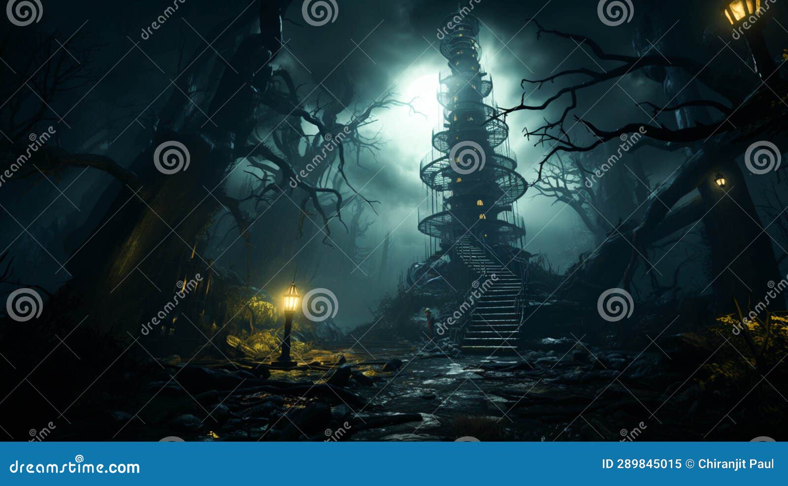 A Horror Tower with a Spiral Staircase on the Top Stock Image - Image ...