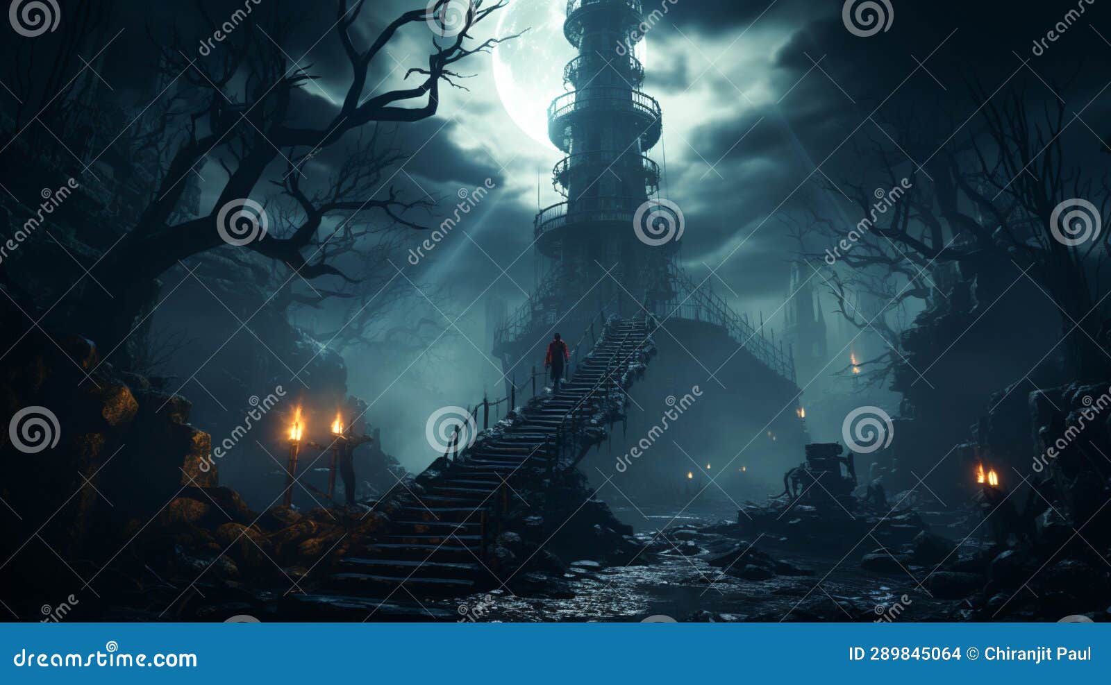 A Horror Tower with a Spiral Staircase on the Top Stock Photo - Image ...