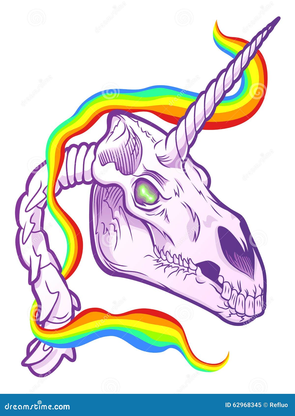 Horror unicorn skull stock vector. Illustration of animal - 62968345