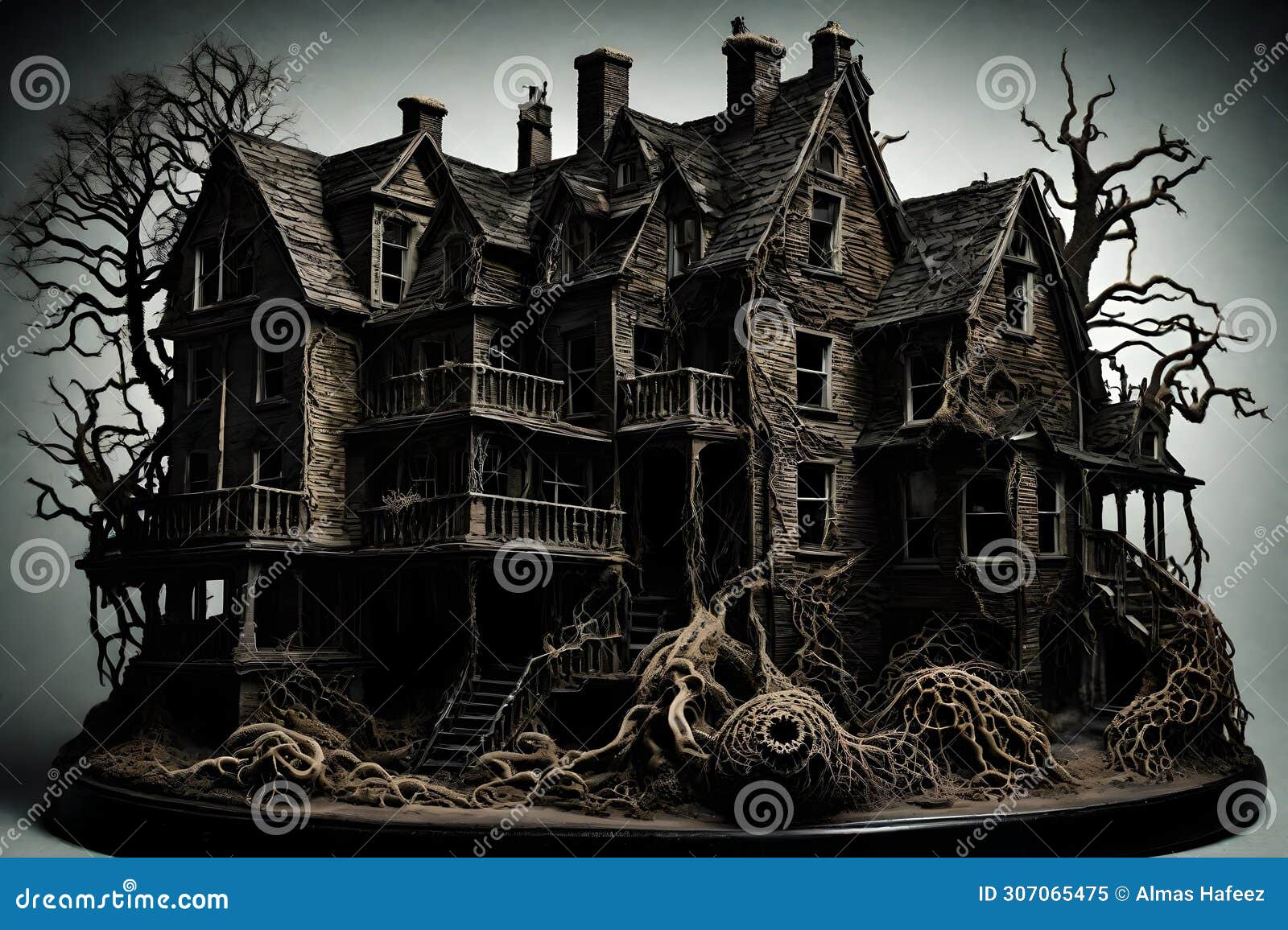 Horror Unleashed: 3D Rendered Abandoned House Shrouded in Darkness and ...