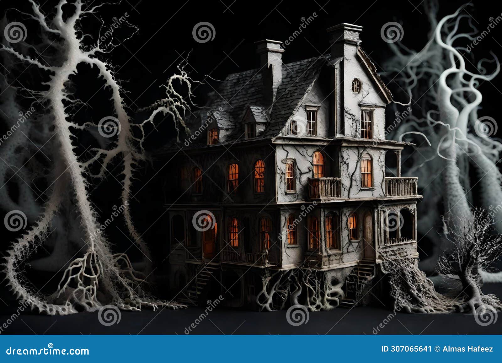 Horror Unleashed: 3D Rendered Abandoned House Shrouded in Darkness and ...
