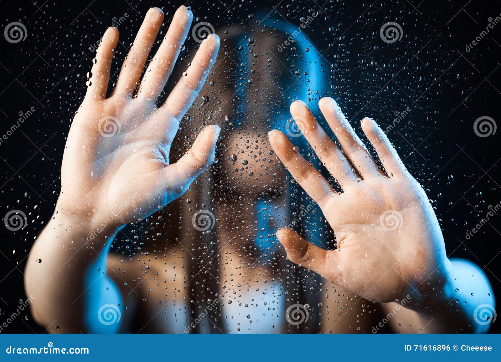 Horror Woman Behind Glass, Soft Focus Stock Photo - Image of black ...