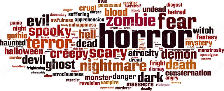 Horror word cloud stock vector. Illustration of destroy - 162158149