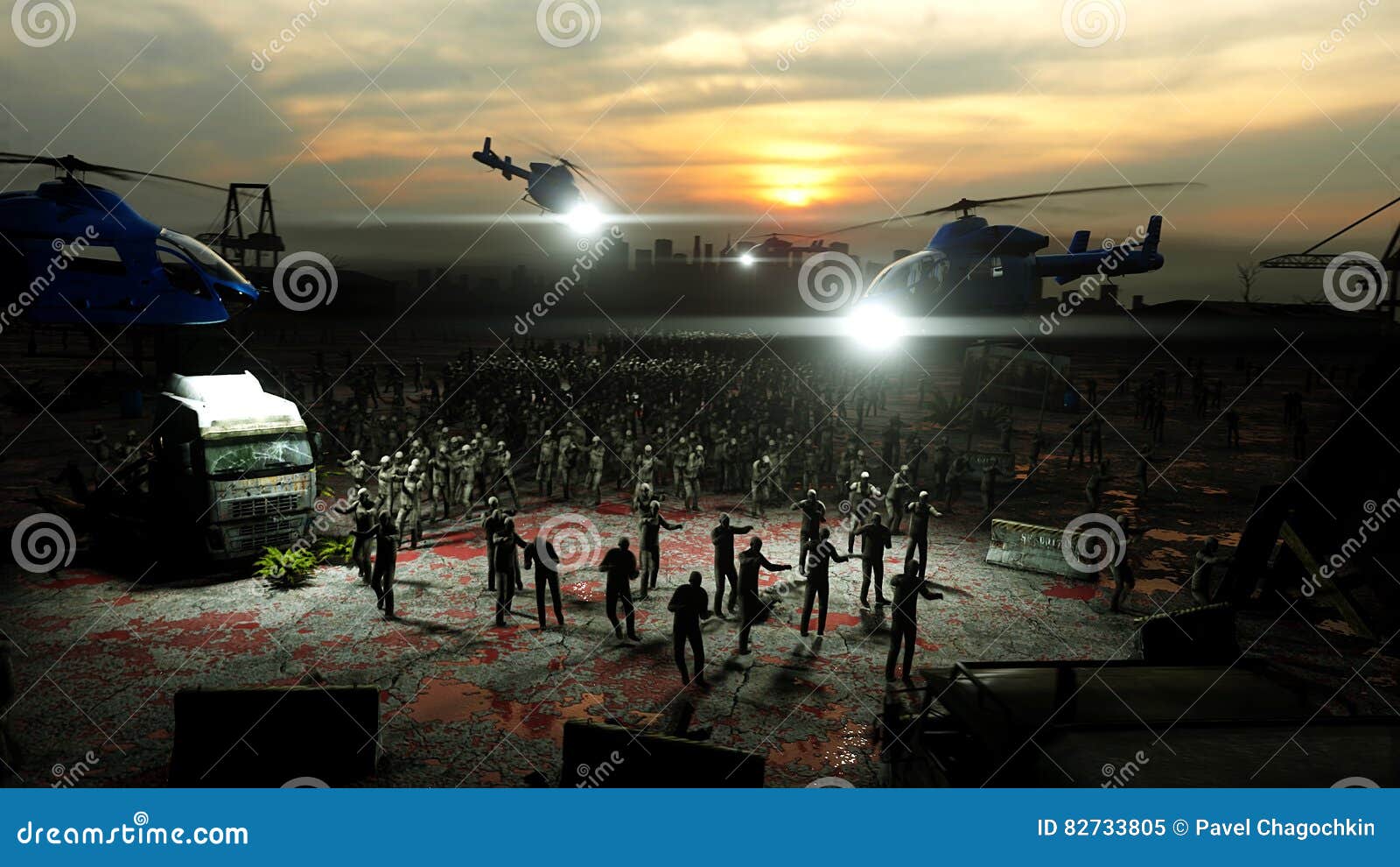 Zombie Crowd Greeting Lady Necromancer Background Royalty-Free Stock ...