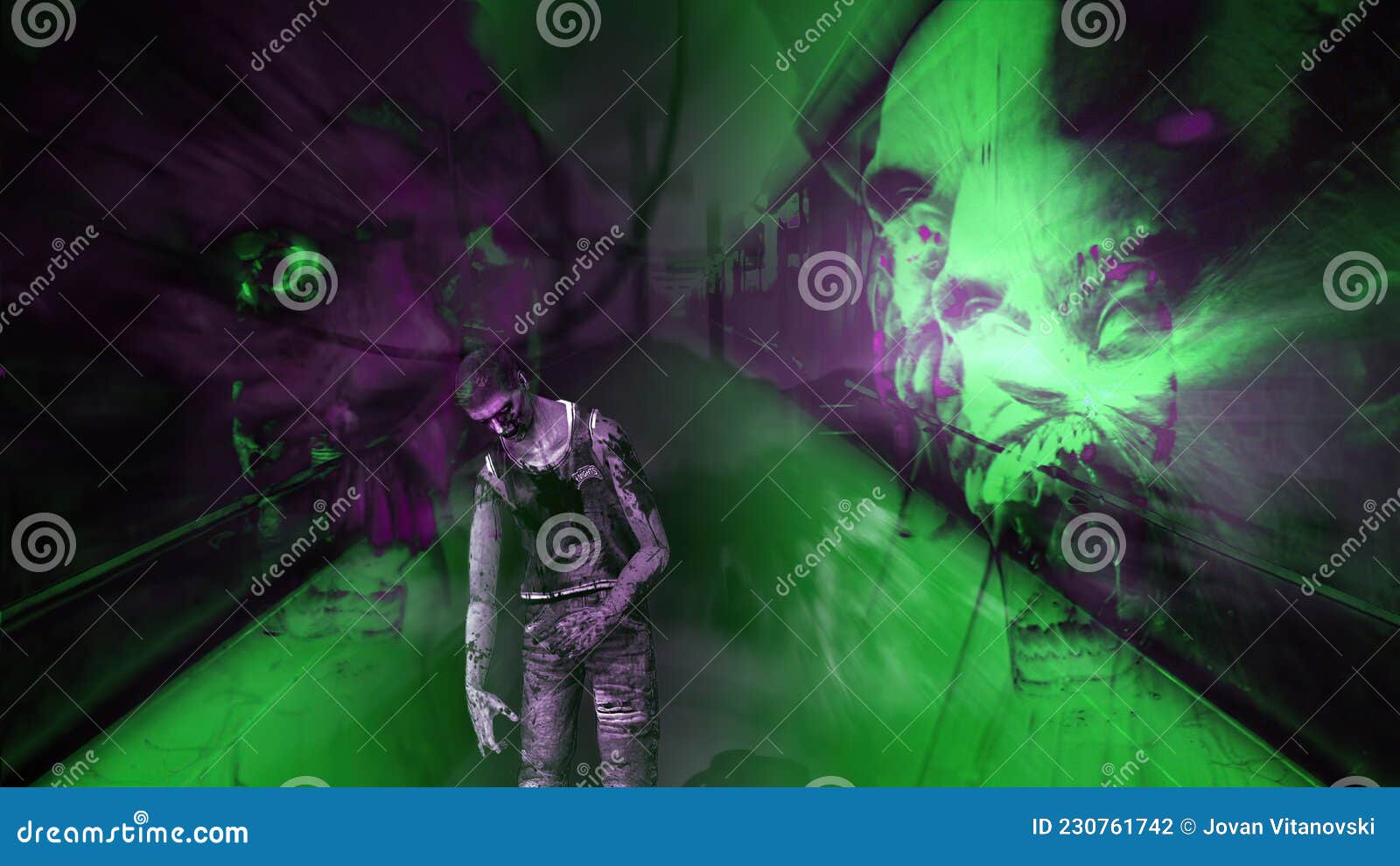 Horror Zombie with Effects stock illustration. Illustration of bizarre ...