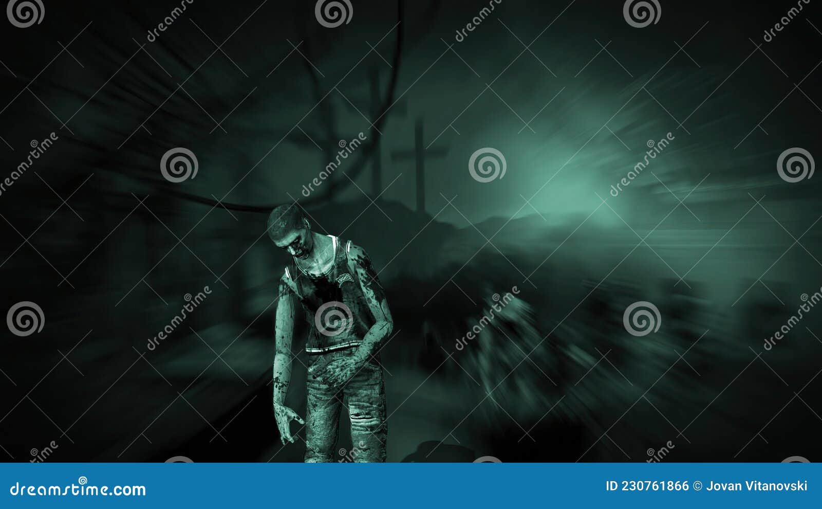 Horror Zombie with Effects stock illustration. Illustration of ...