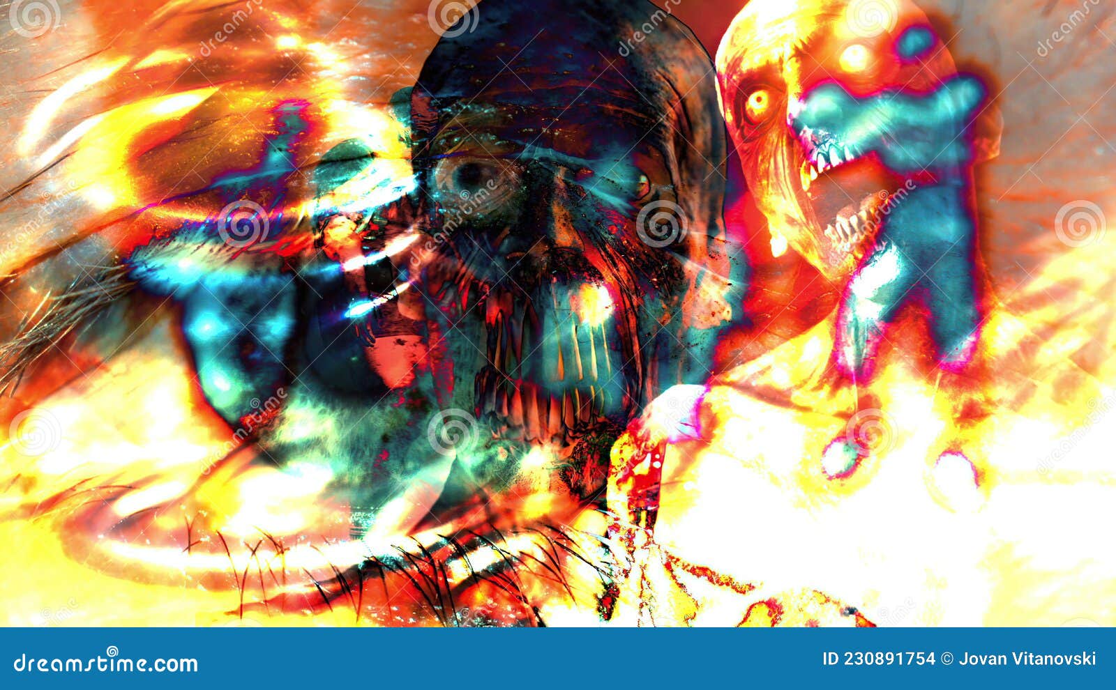 Horror Zombie with Scary Effects Stock Illustration - Illustration of ...