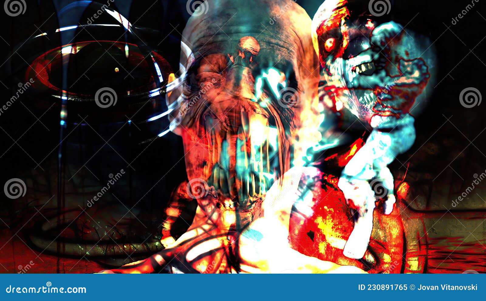 Horror Zombie with Scary Effects Stock Illustration - Illustration of ...