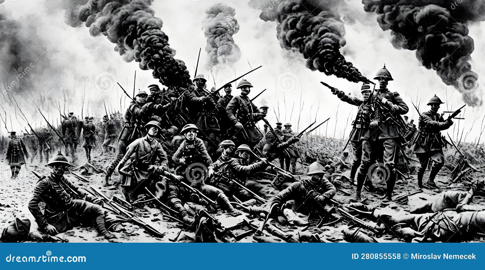 Horrors and Death of World War, Generative AI Illustration Stock ...