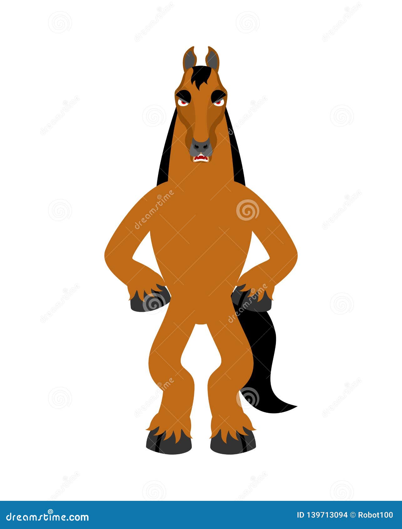 Horse Angry. Steed Evil Emotions. Hoss Aggressive. Vector Illustration ...
