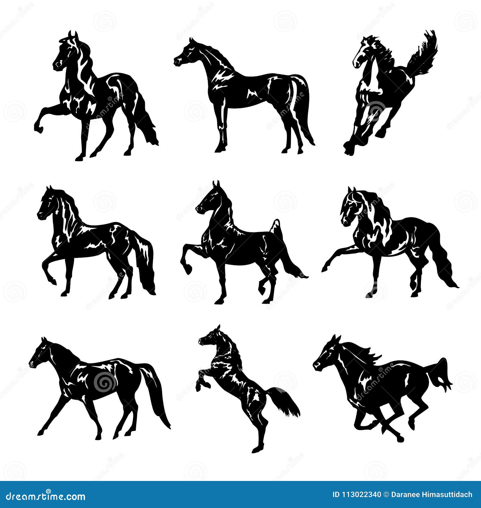 Horse Animal Silhouette Black Icon Flat Design Element Vector ...