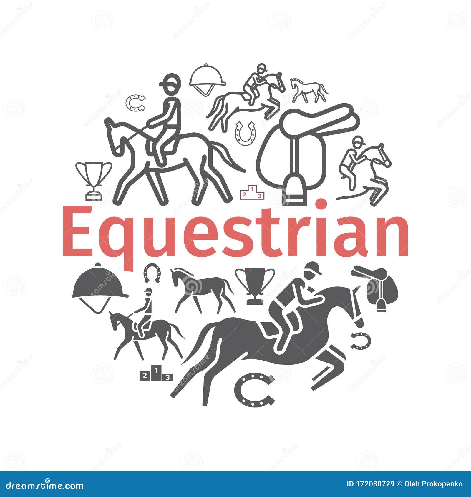 Horse Banner Icons Set. Equestrian. Vector Signs for Web Graphics Stock ...