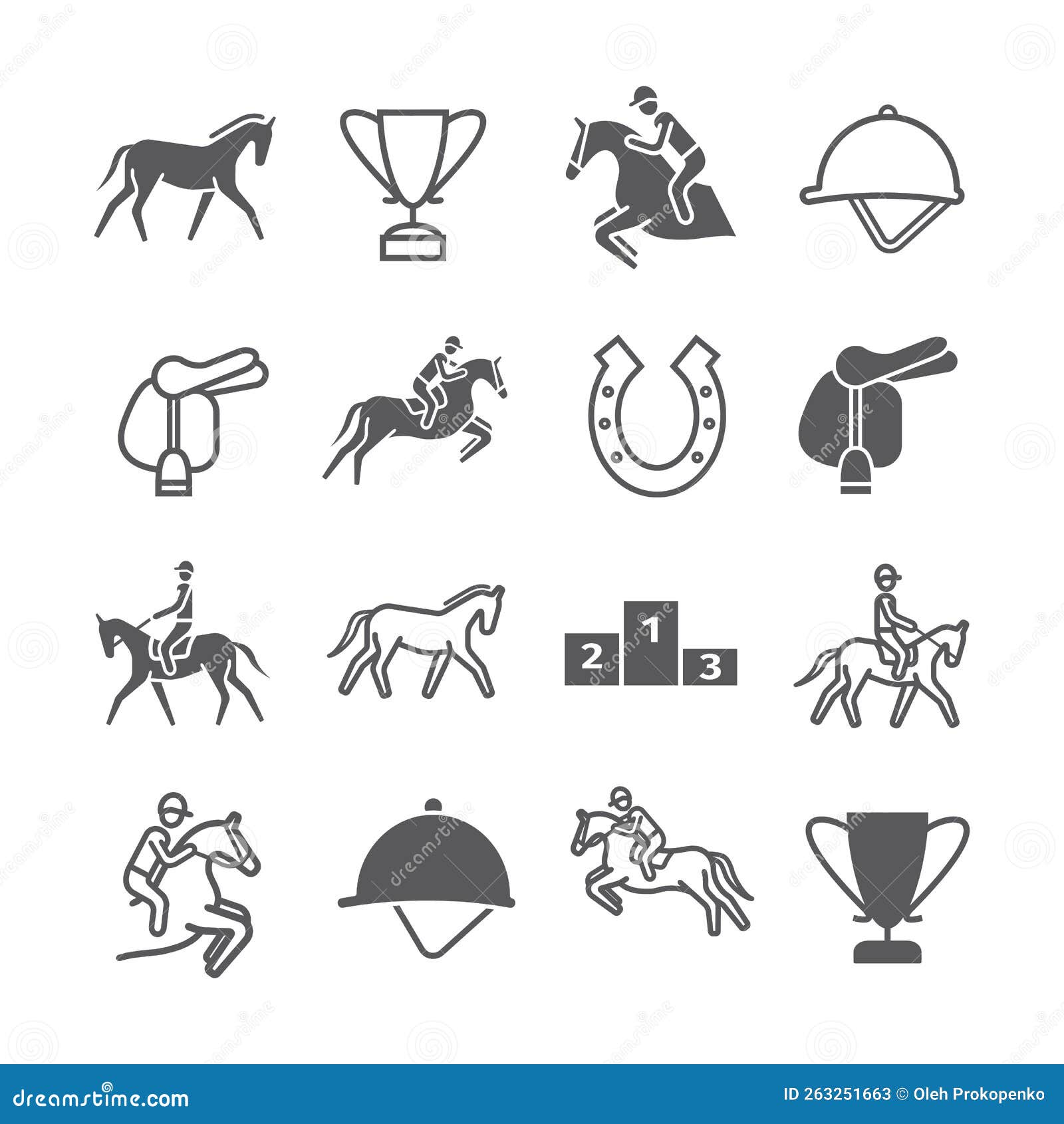 Horse Banner Line Icons Set. Equestrian. Vector Signs for Web Graphics ...