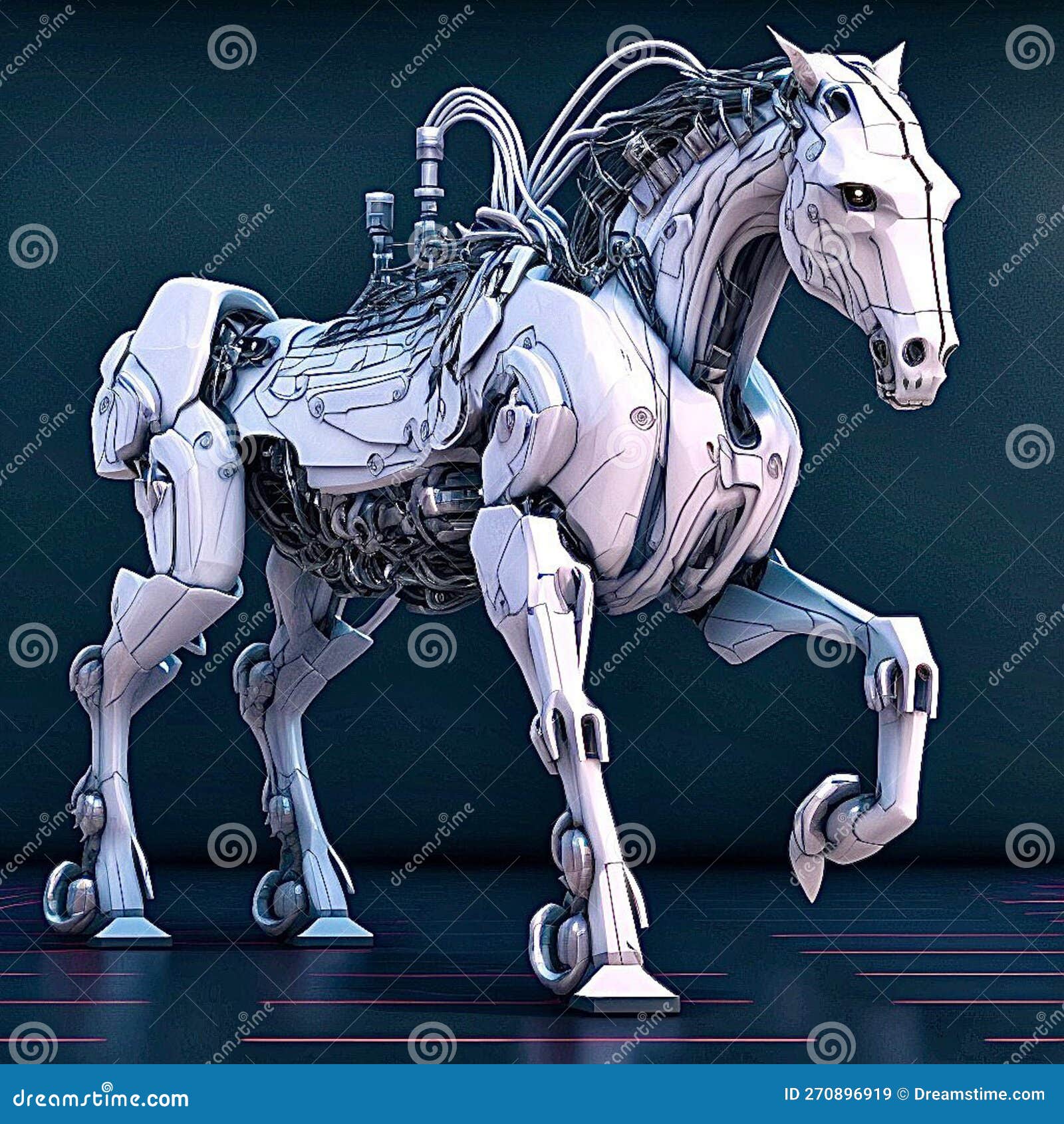 A Horse with White Machine and Black Background Stock Illustration ...