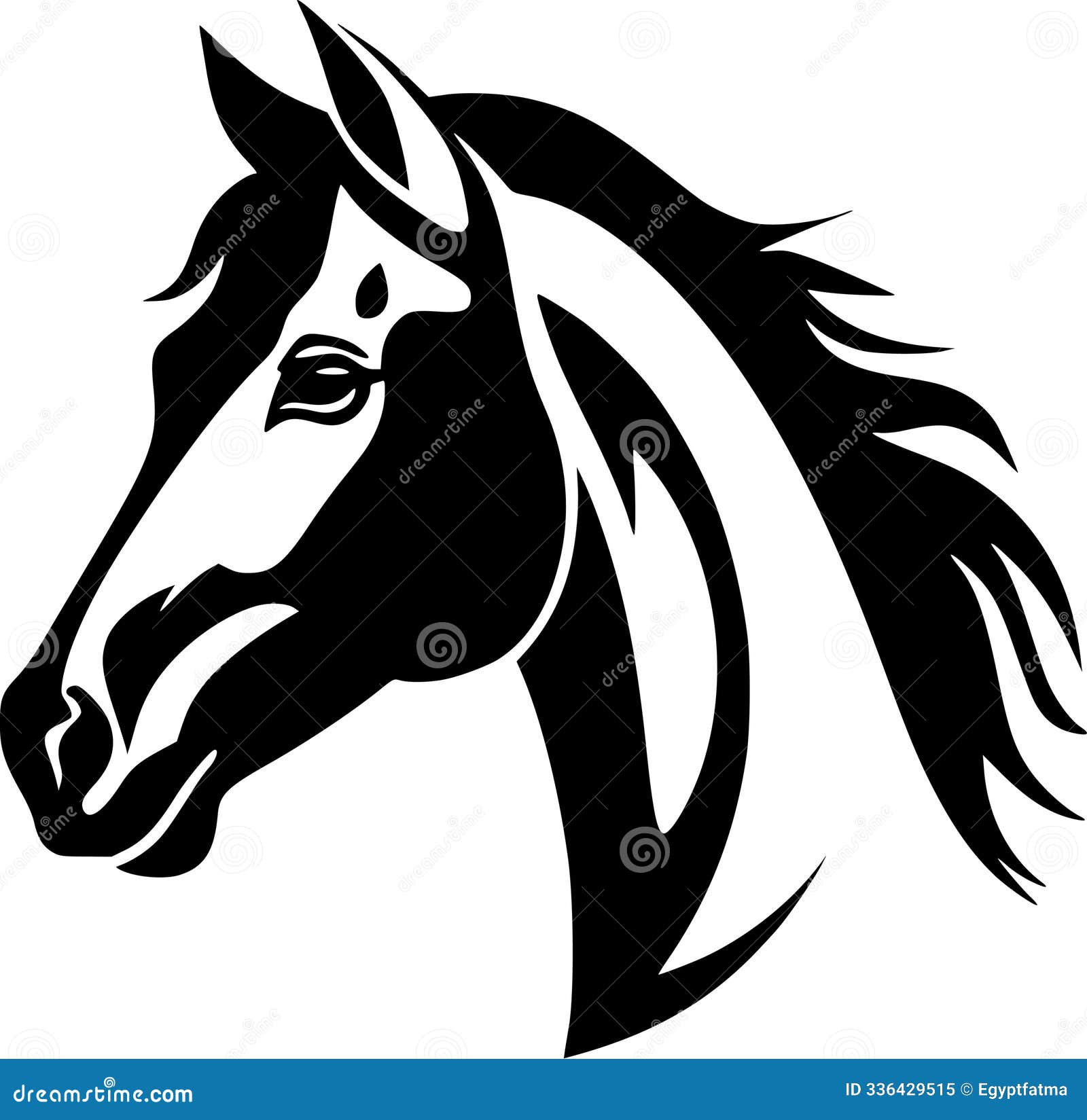 Horse - Black and White Vector Illustration Stock Vector - Illustration ...