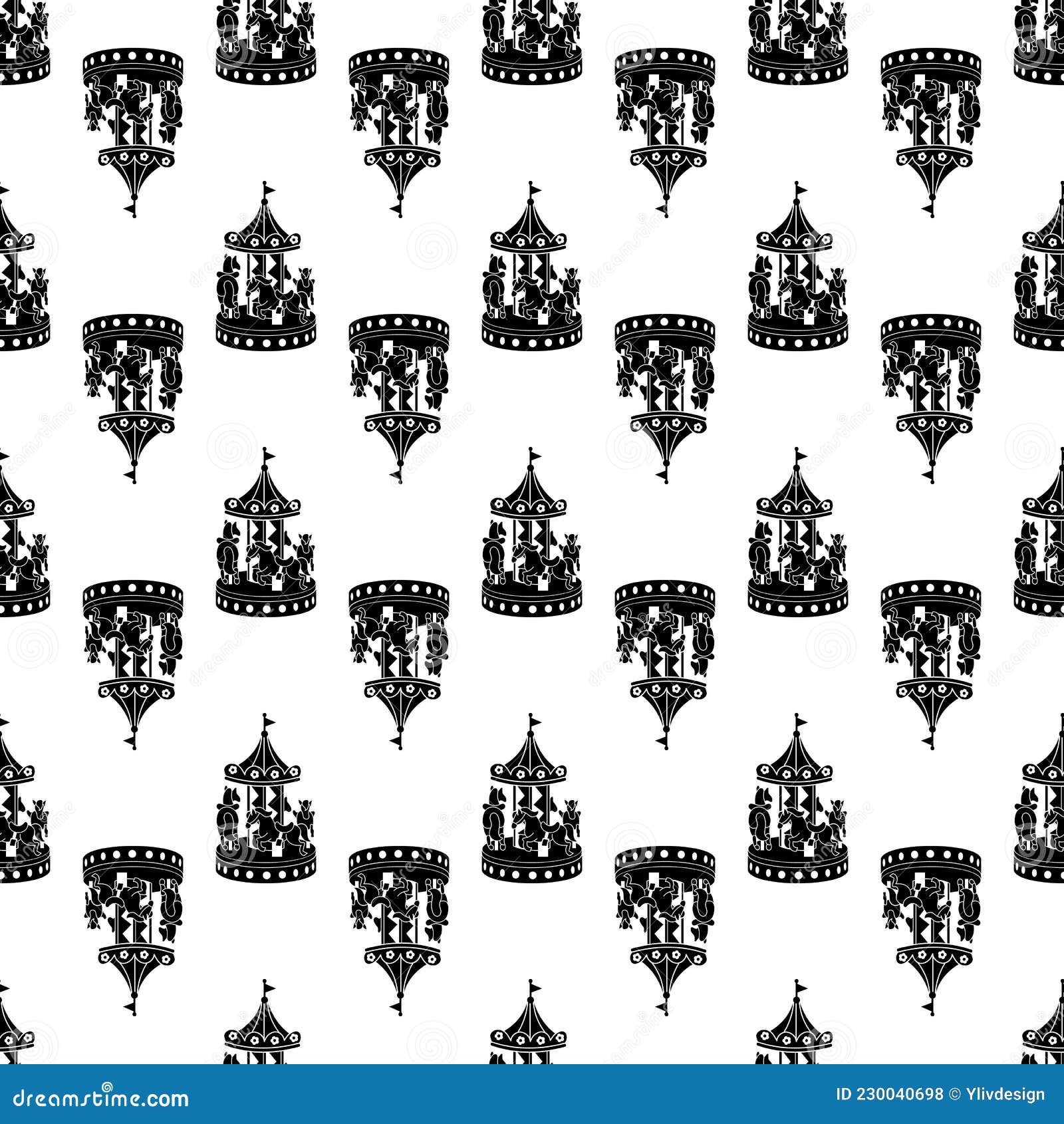 Horse Carousel Pattern Seamless Vector Stock Vector - Illustration of ...