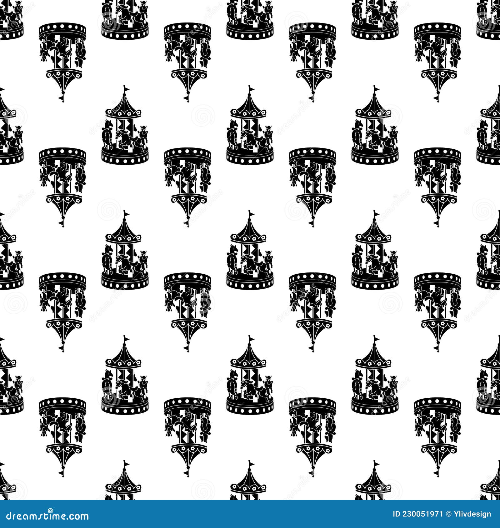 Horse Carousel Pattern Seamless Vector Stock Illustration ...