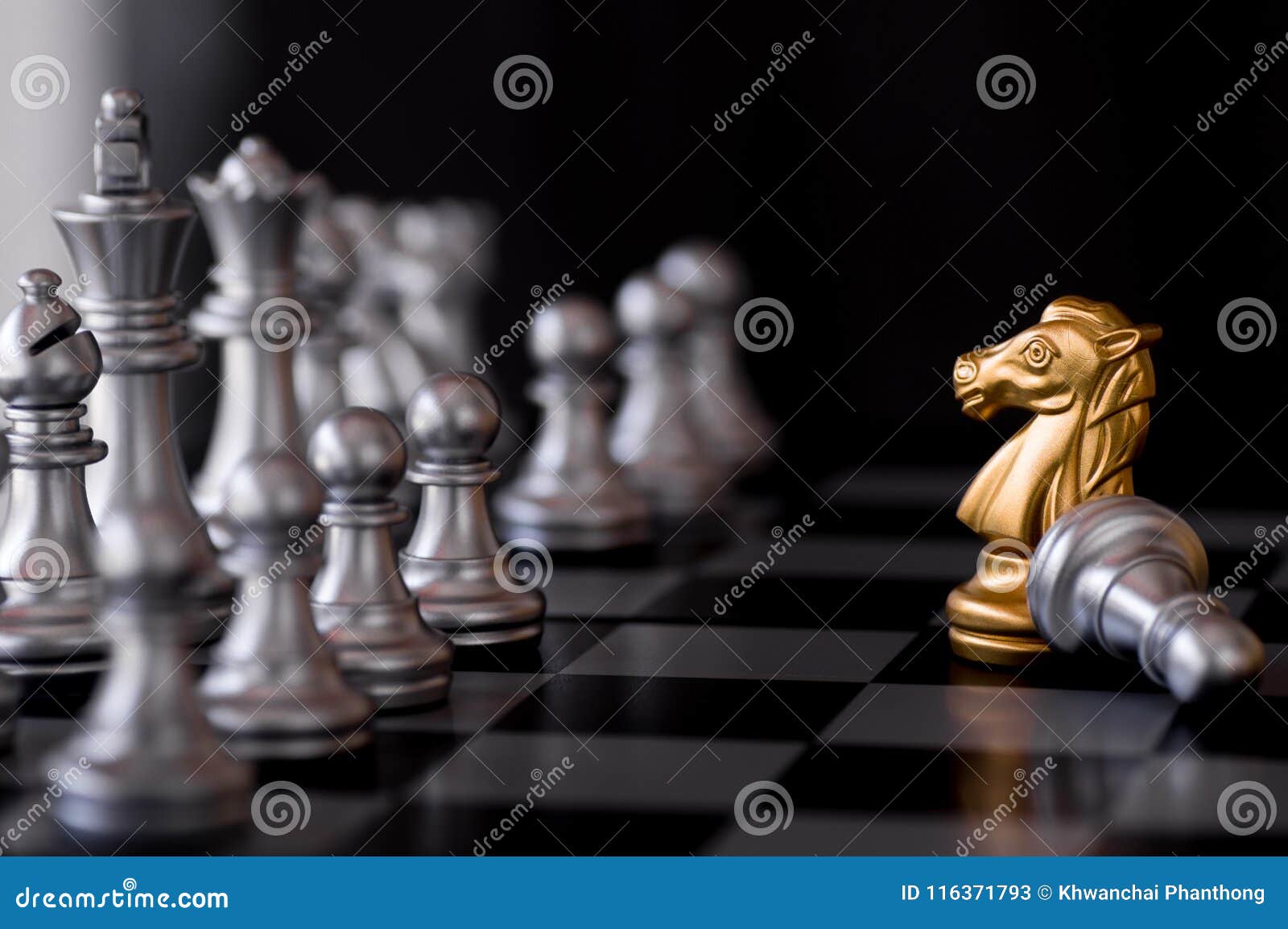 Horse Chess Set with Enemy Background Stock Image - Image of defeat ...