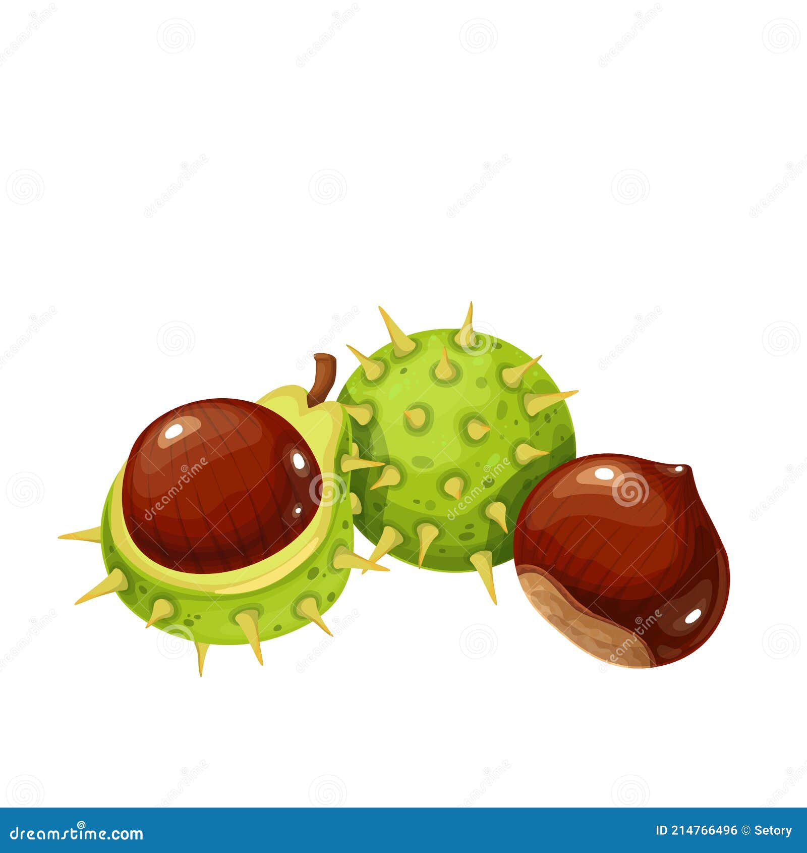 Chestnut Vector Illustration, Isolated Group Of Objects With Chestnut ...