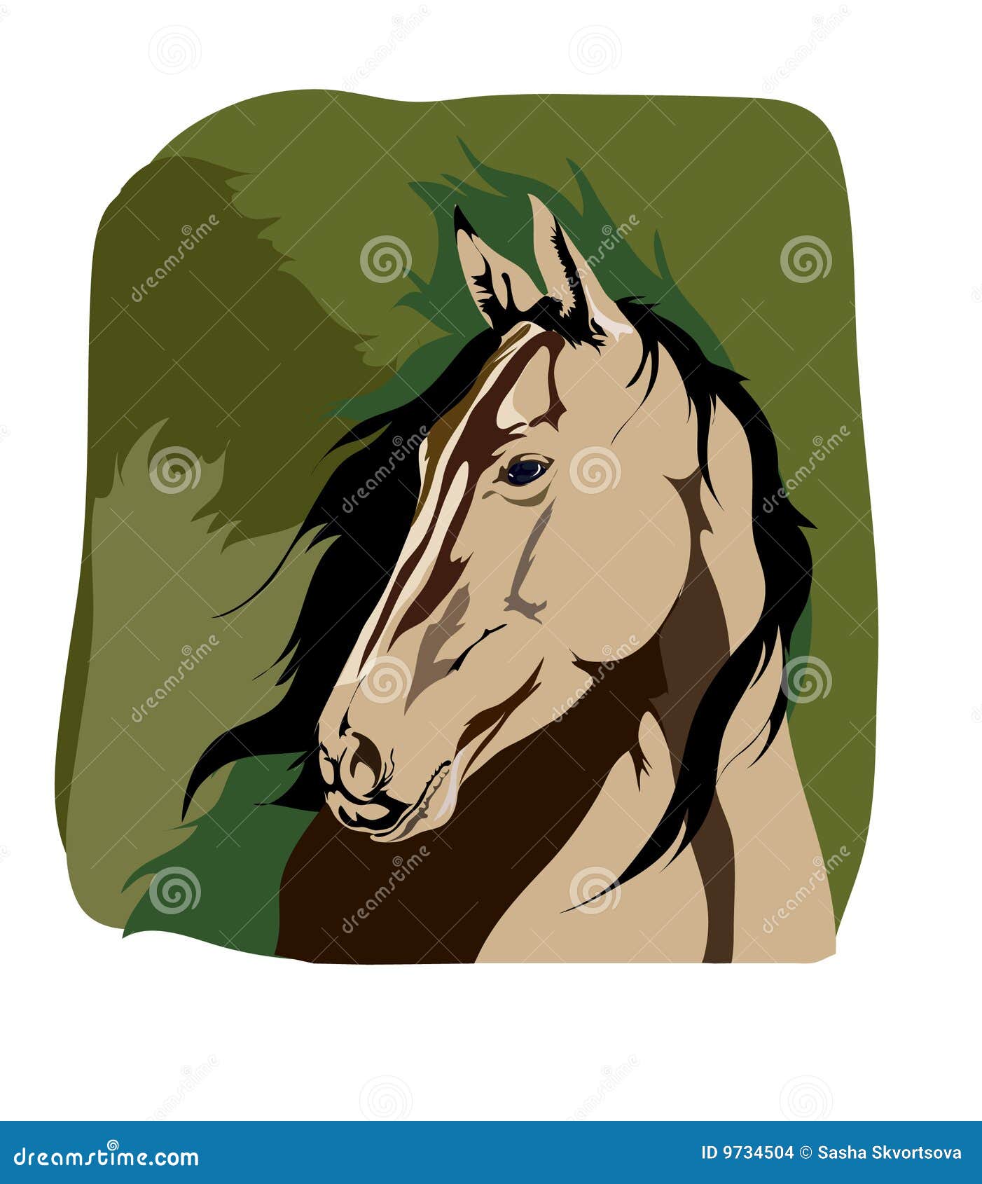 Horse on a Green Background Stock Vector - Illustration of horses ...