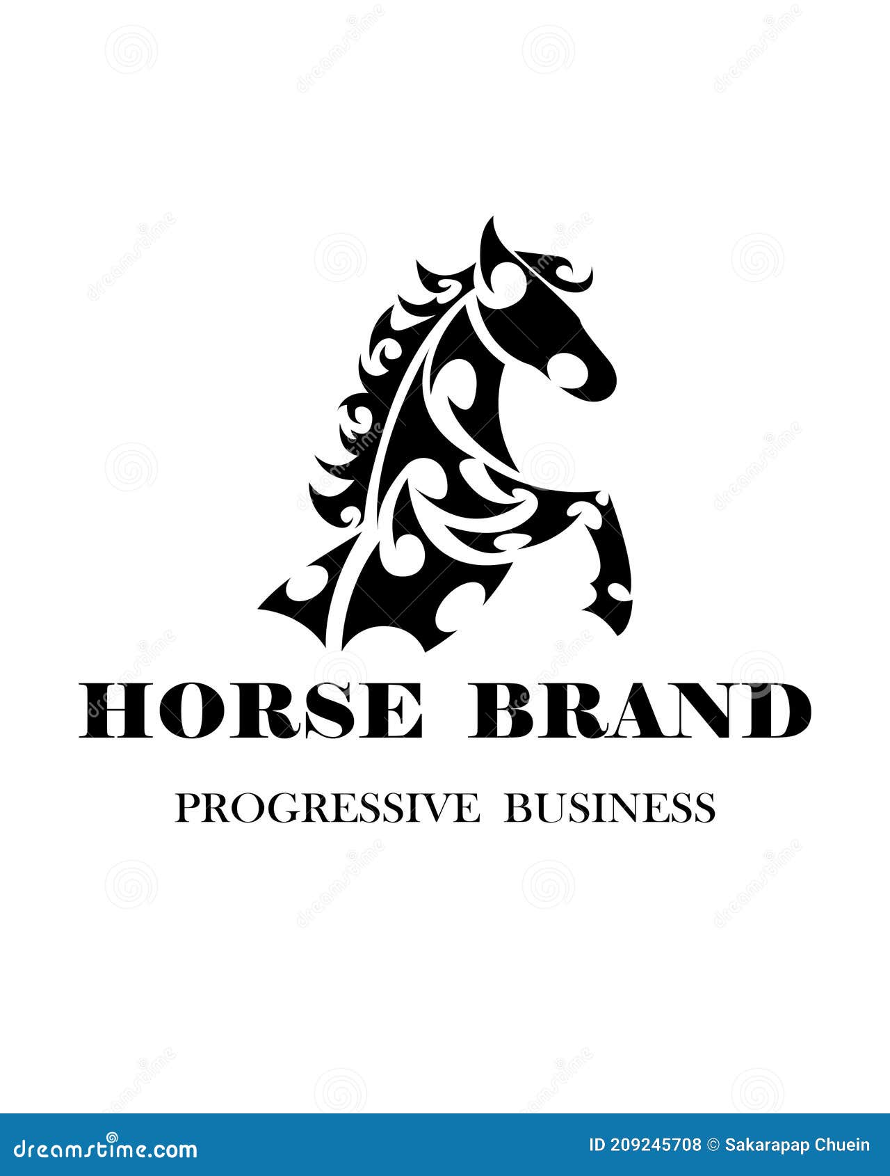Horse half body logo black stock vector. Illustration of mascot - 209245708