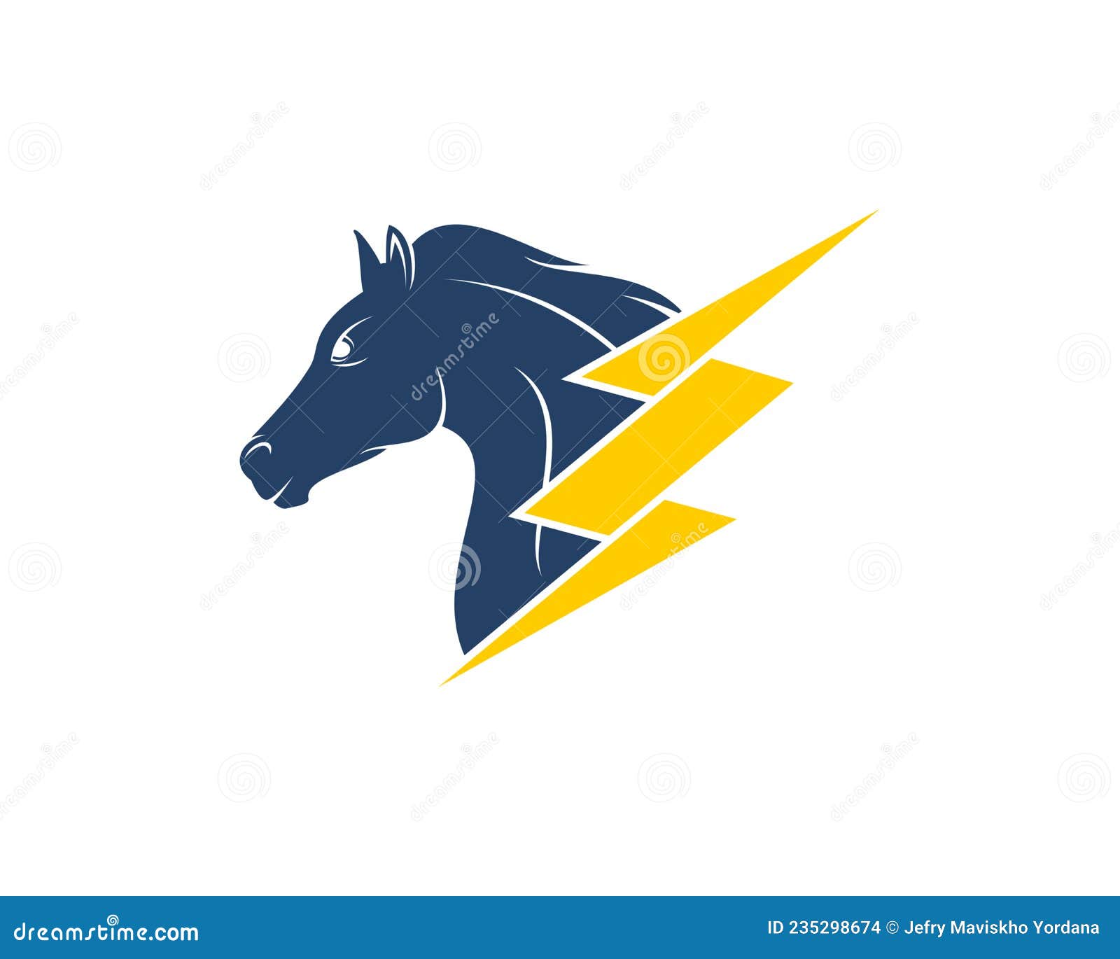 Horse Head with Thunderbolt Symbol Logo Stock Illustration ...